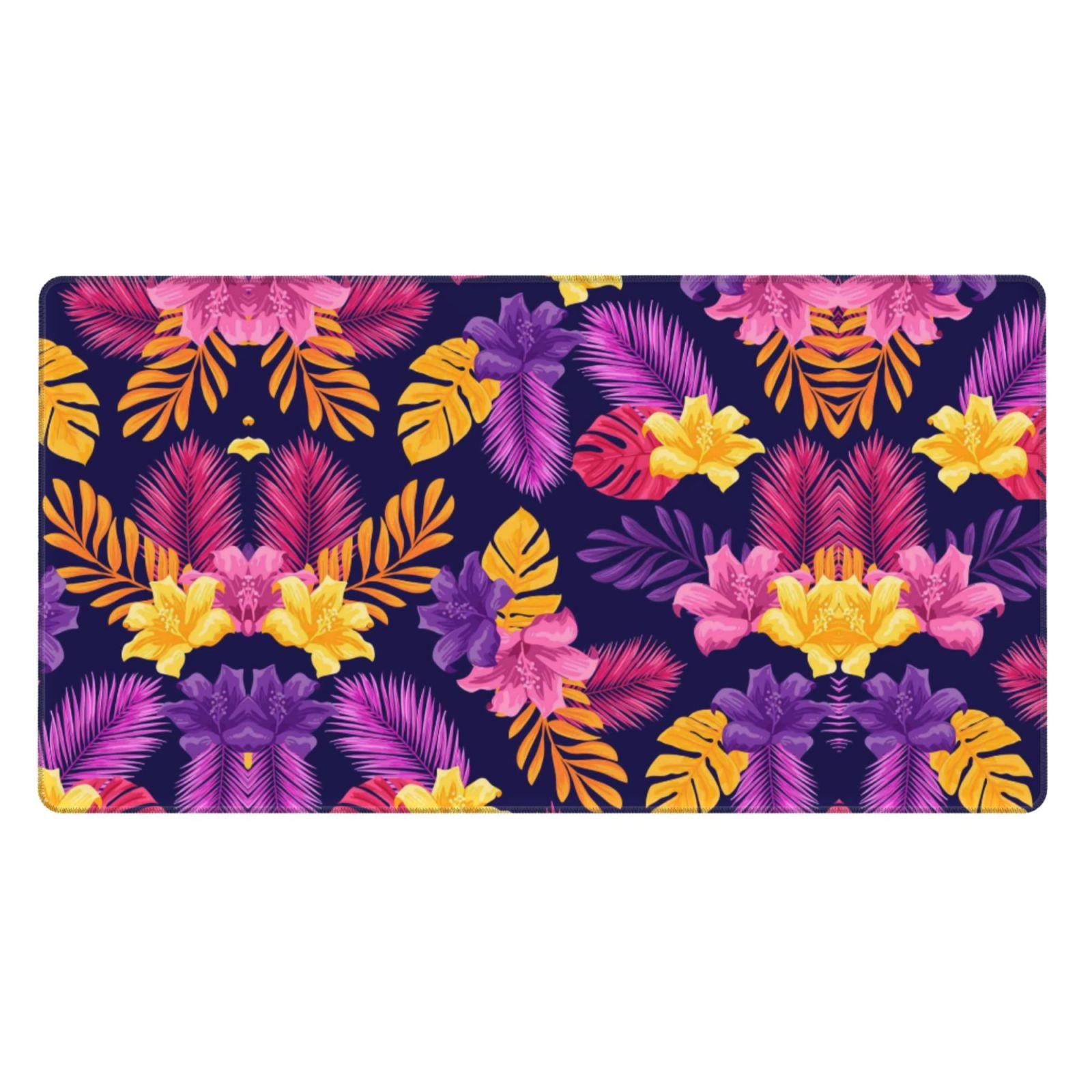 Qekee Purple Flower Print Desk Pad Protector,Mouse Pad,Office Desk Mat ...