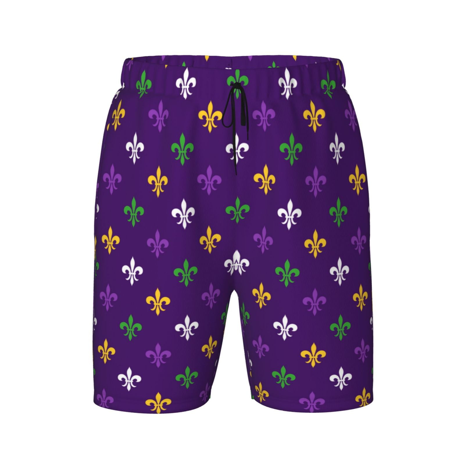 Qekee Purple Mardi Gras Boys Swim Trunks, Teen Beach Trunks with ...