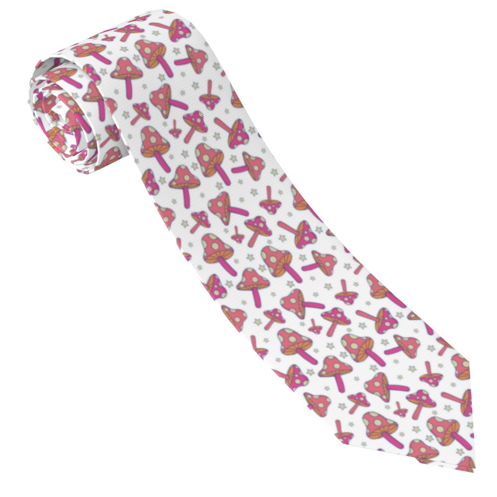 Qekee Purple Mushroom Print Men's Ties Neckties Formal Ties For Men ...