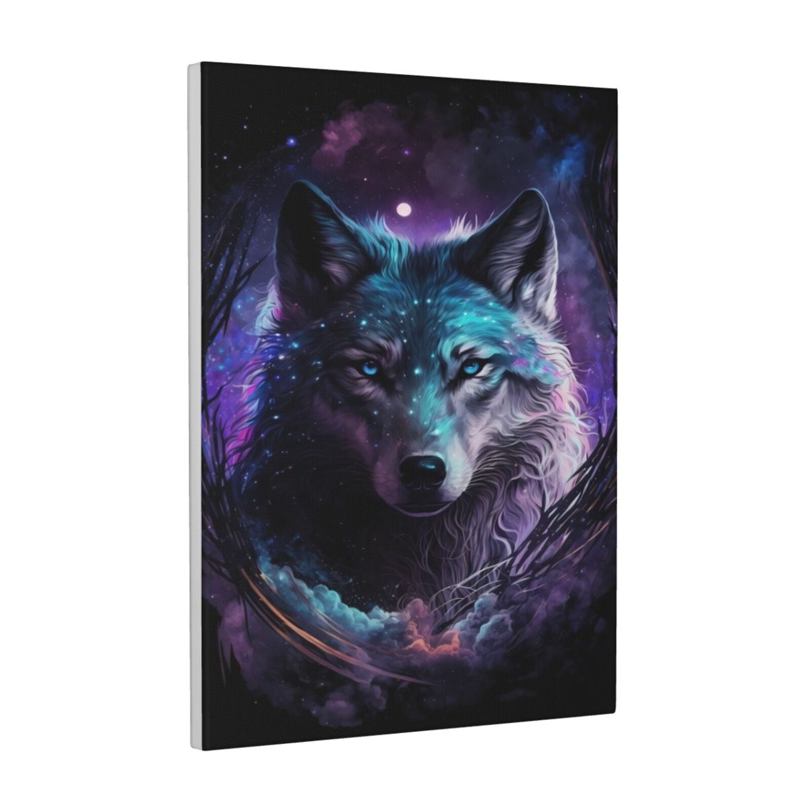 Qekee Purple Sky Wolf Print Canvas Wall Art for Bathroom,Abstract ...