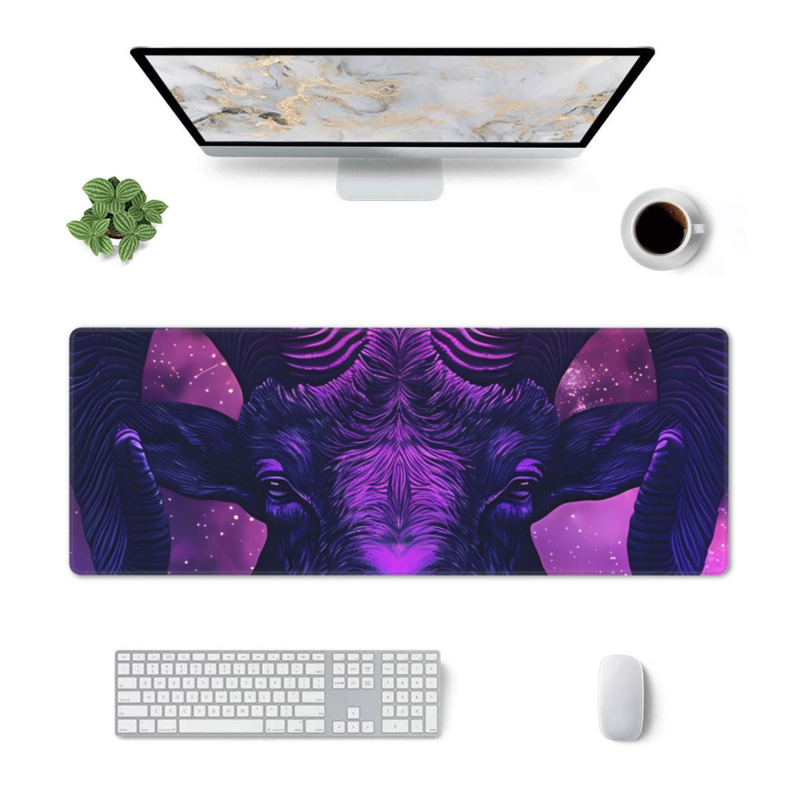 Qekee Purple Starry Sky Antelope Print Mouse Pad,Desk Pad Protector ...