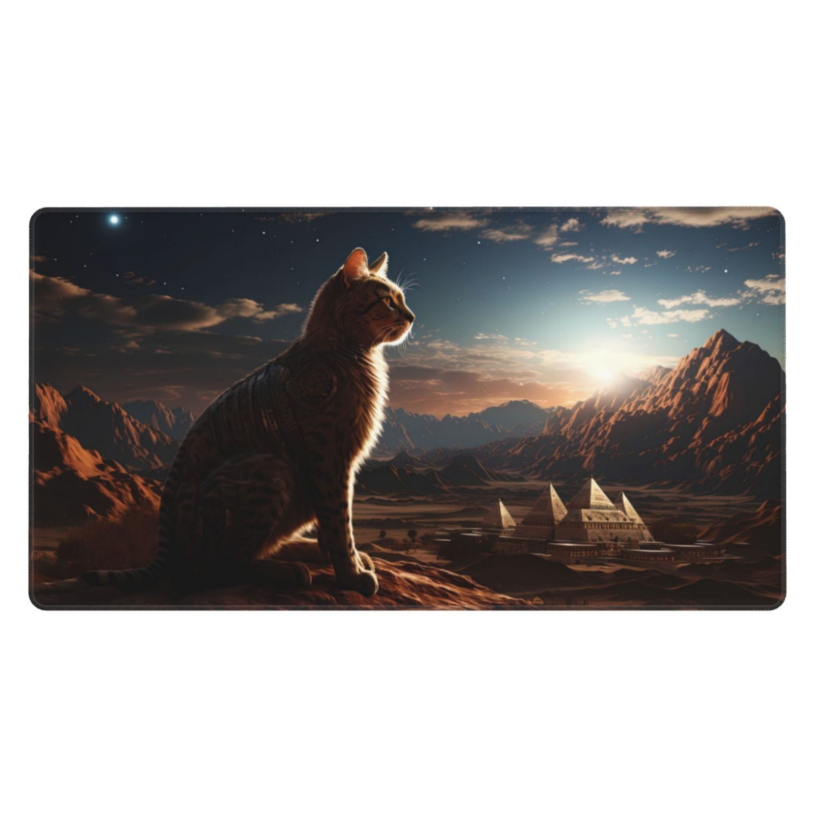 Qekee Pyramid Desert Cat Print Desk Pad Protector,Mouse Pad,Office Desk ...