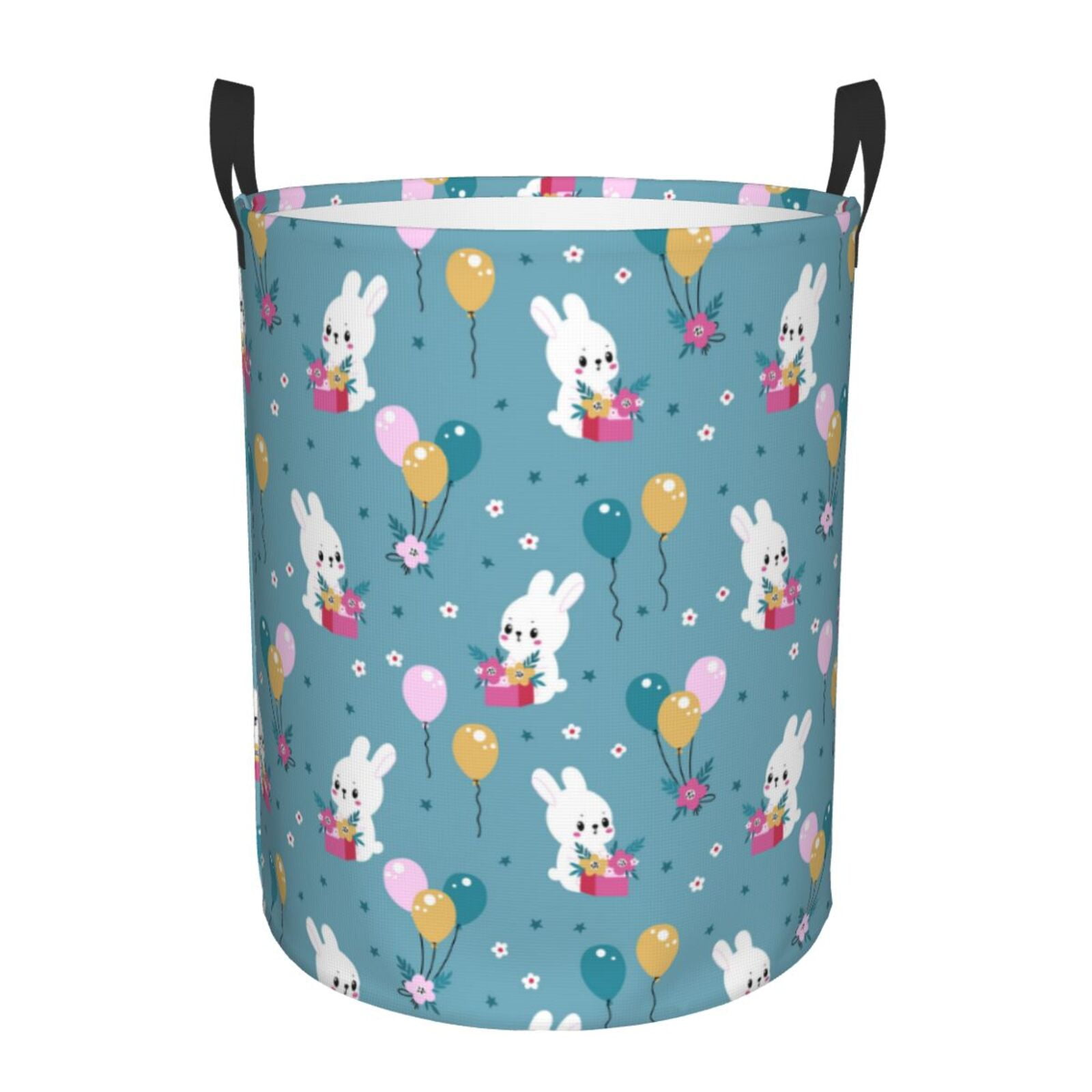 Qekee Rabbit And Balloon print Laundry Hamper Basket, Hamper Basket for ...
