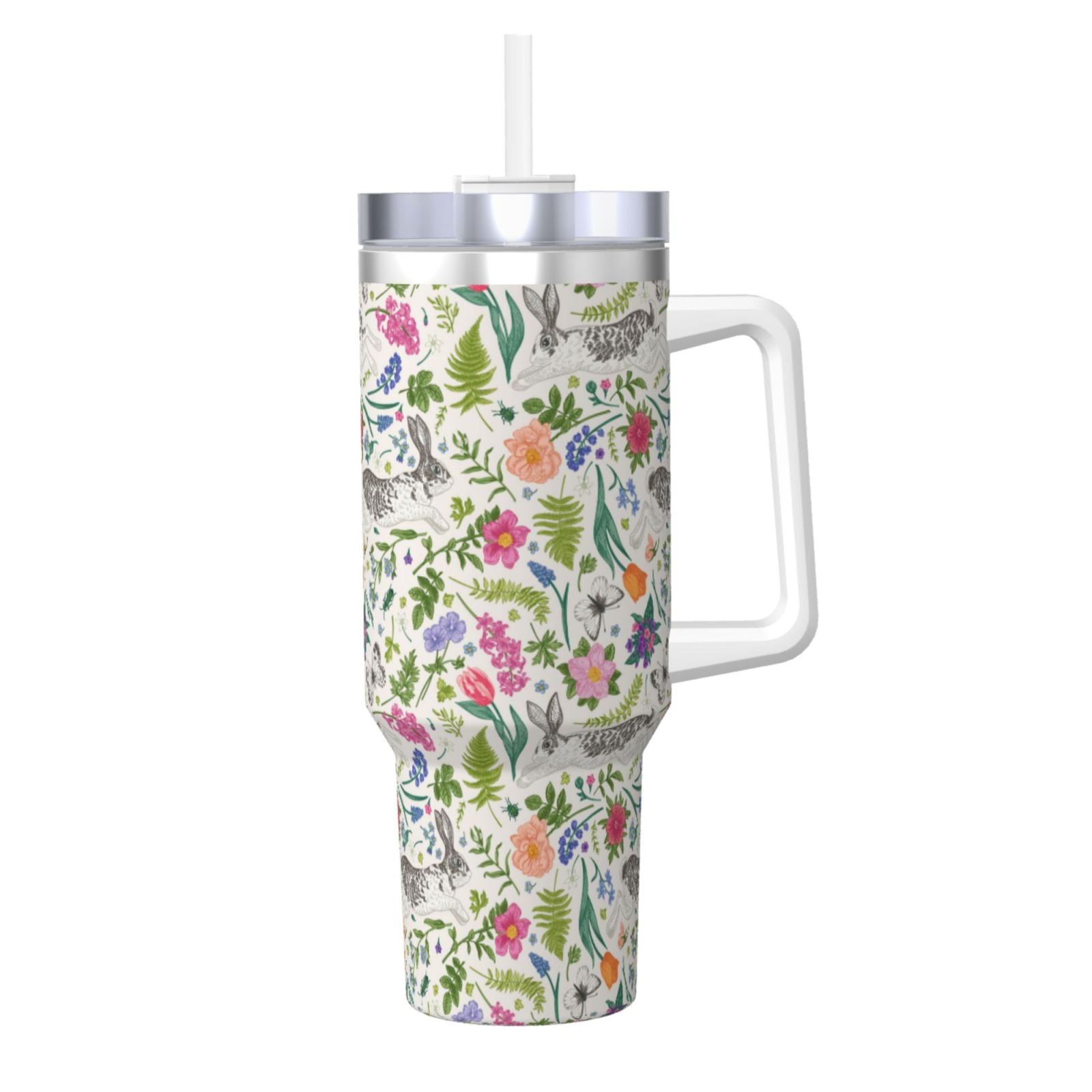 Qekee Rabbit And Butterfly Print 40 OZ Large Capacity Ice Bully Cup ...