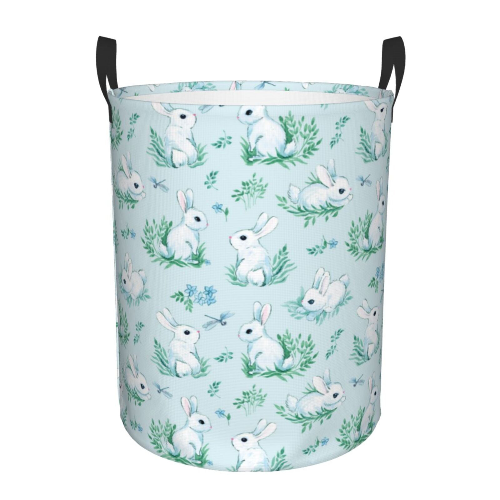 Qekee Rabbit And Dragonfly print Laundry Hamper Basket, Hamper Basket ...