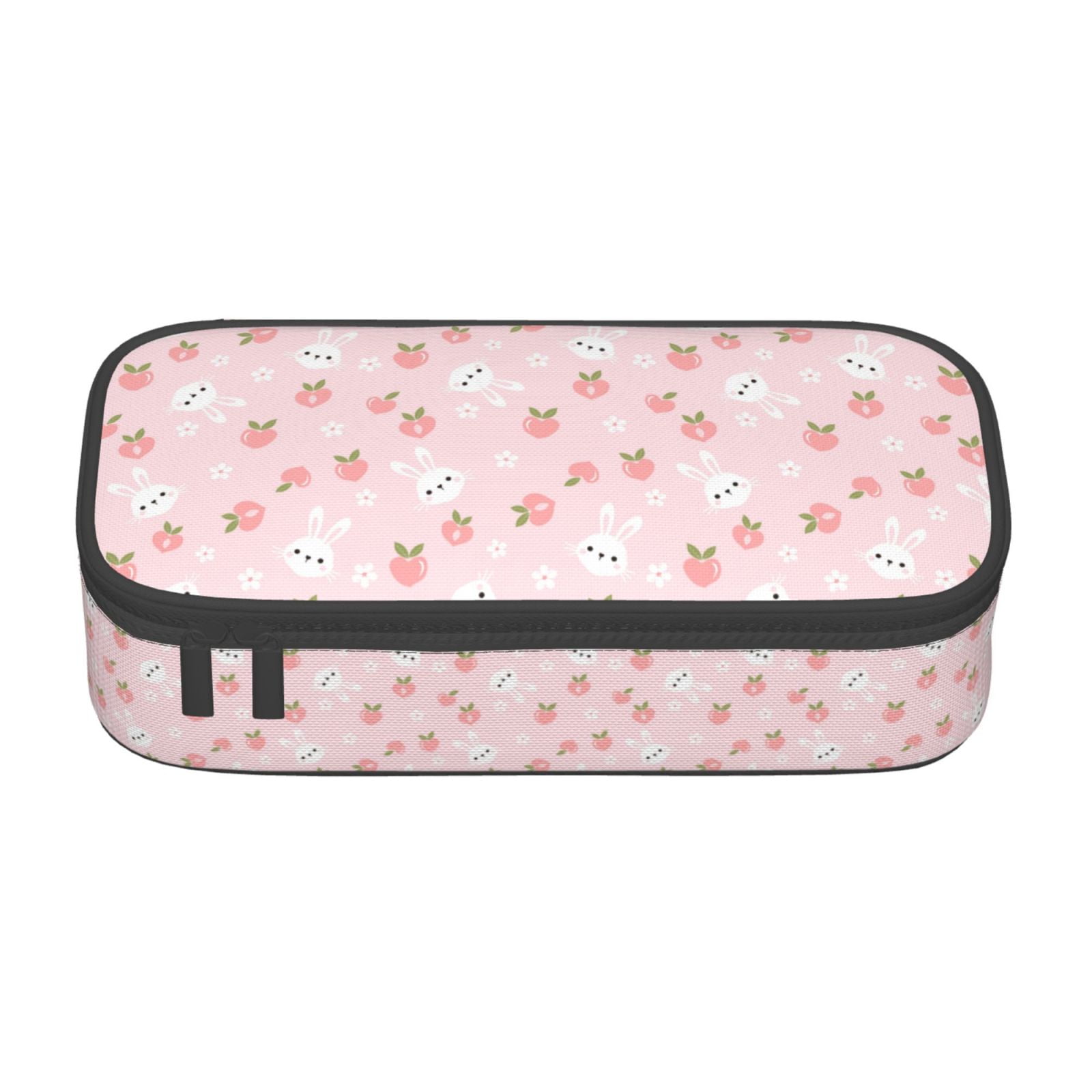 Qekee Rabbit And Peach print Large Pencil Case, Aesthetic Pen Pouch ...