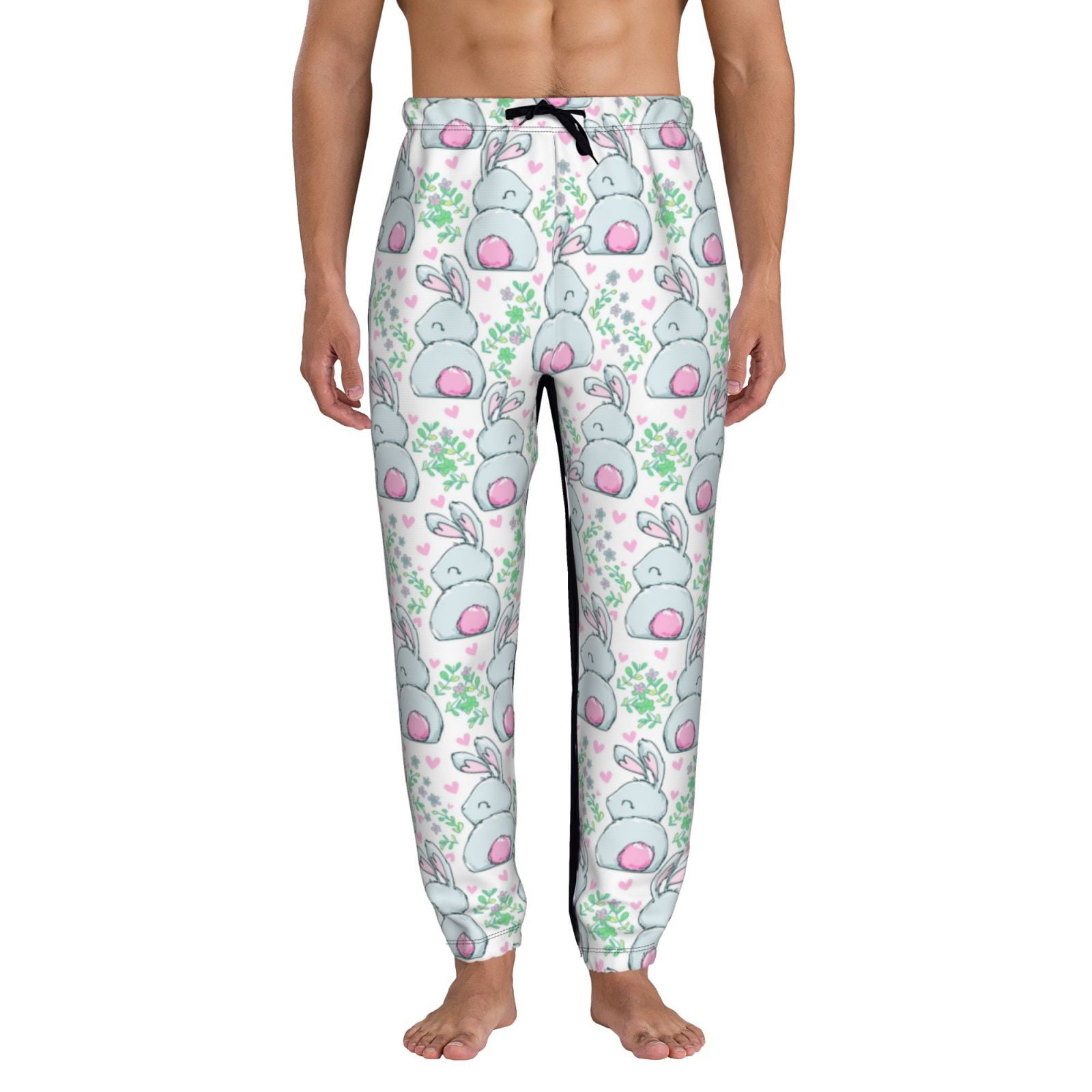 Qekee Rabbit Back View Pattern Mens Sweatpants, Men's Midweight Lounge ...