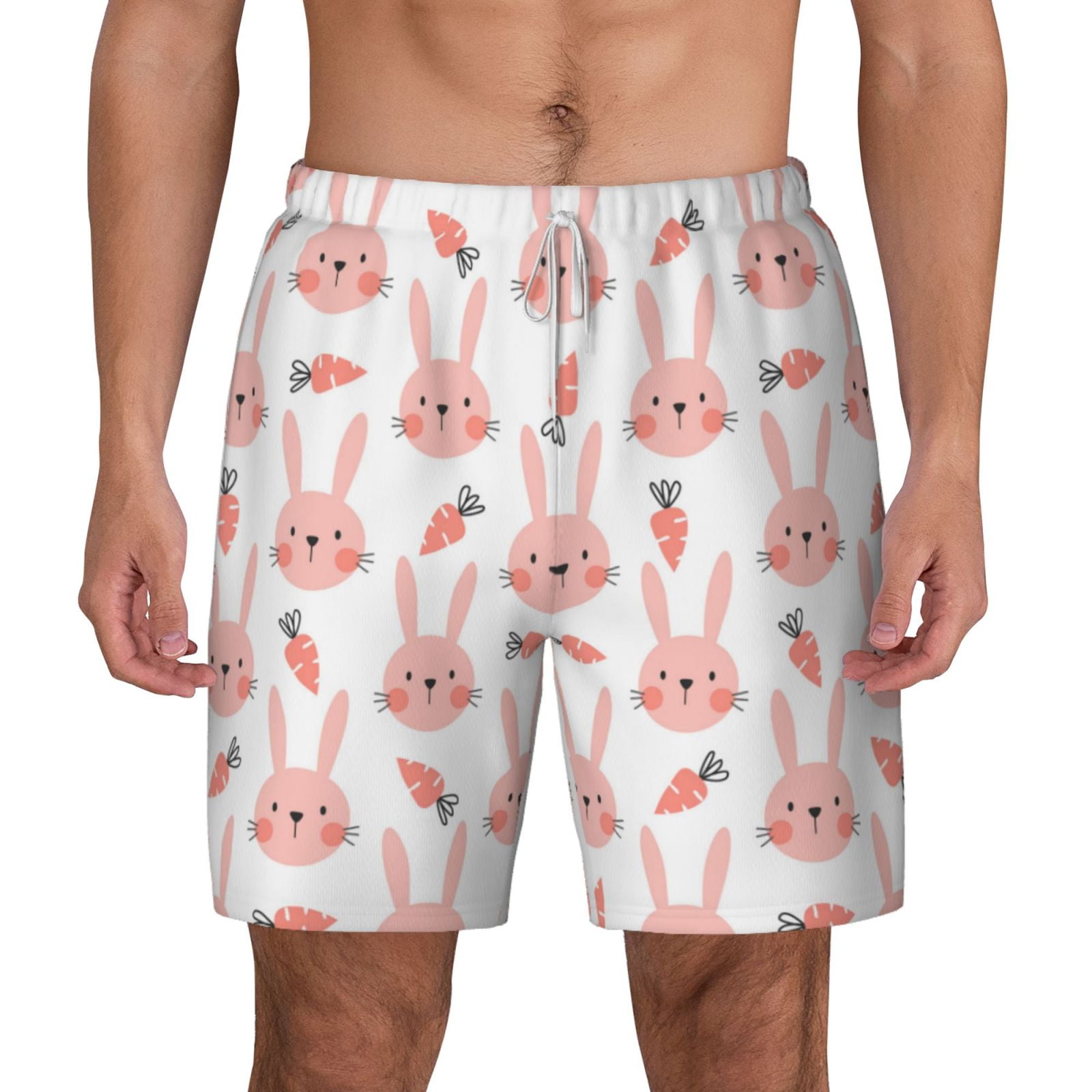 Qekee Rabbit Is And Carrots print Mens Swim Quick Dry Stretch Swim ...