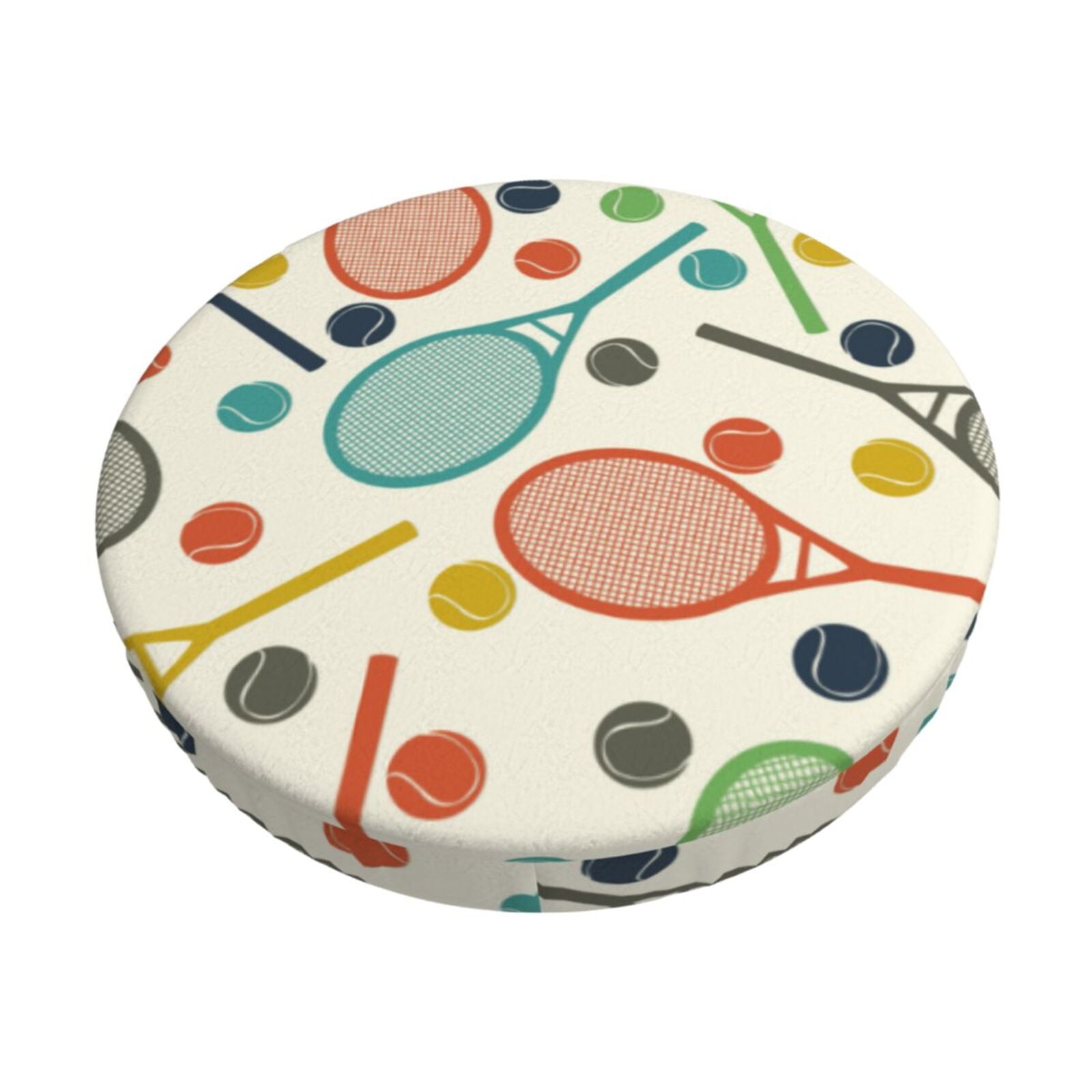 Qekee Racket and Tennis Ball Round Bar Chair Cushion Cover, Elastic and ...