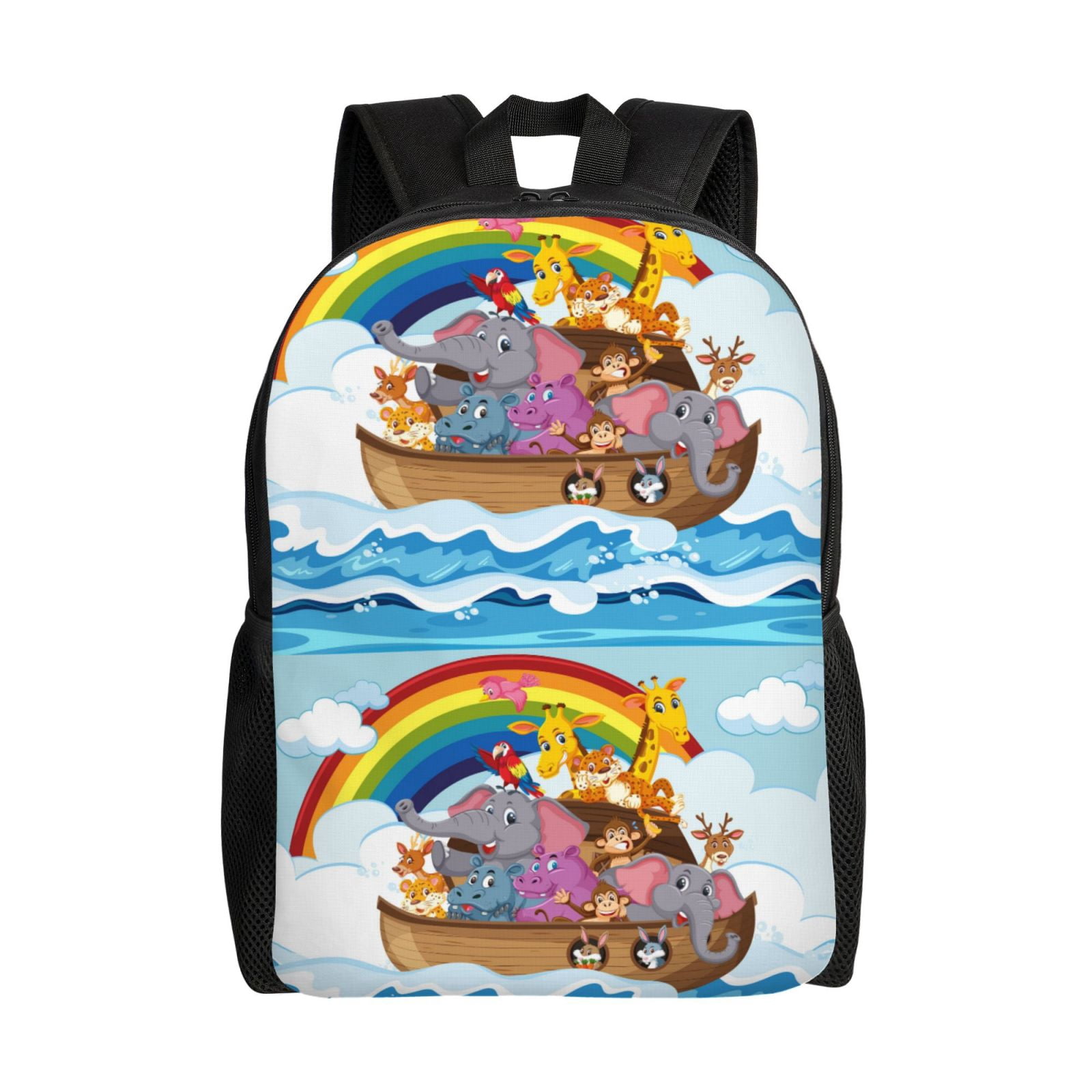 Qekee Rainbow Animals on Noah's Ark print Travel Backpack for women and ...