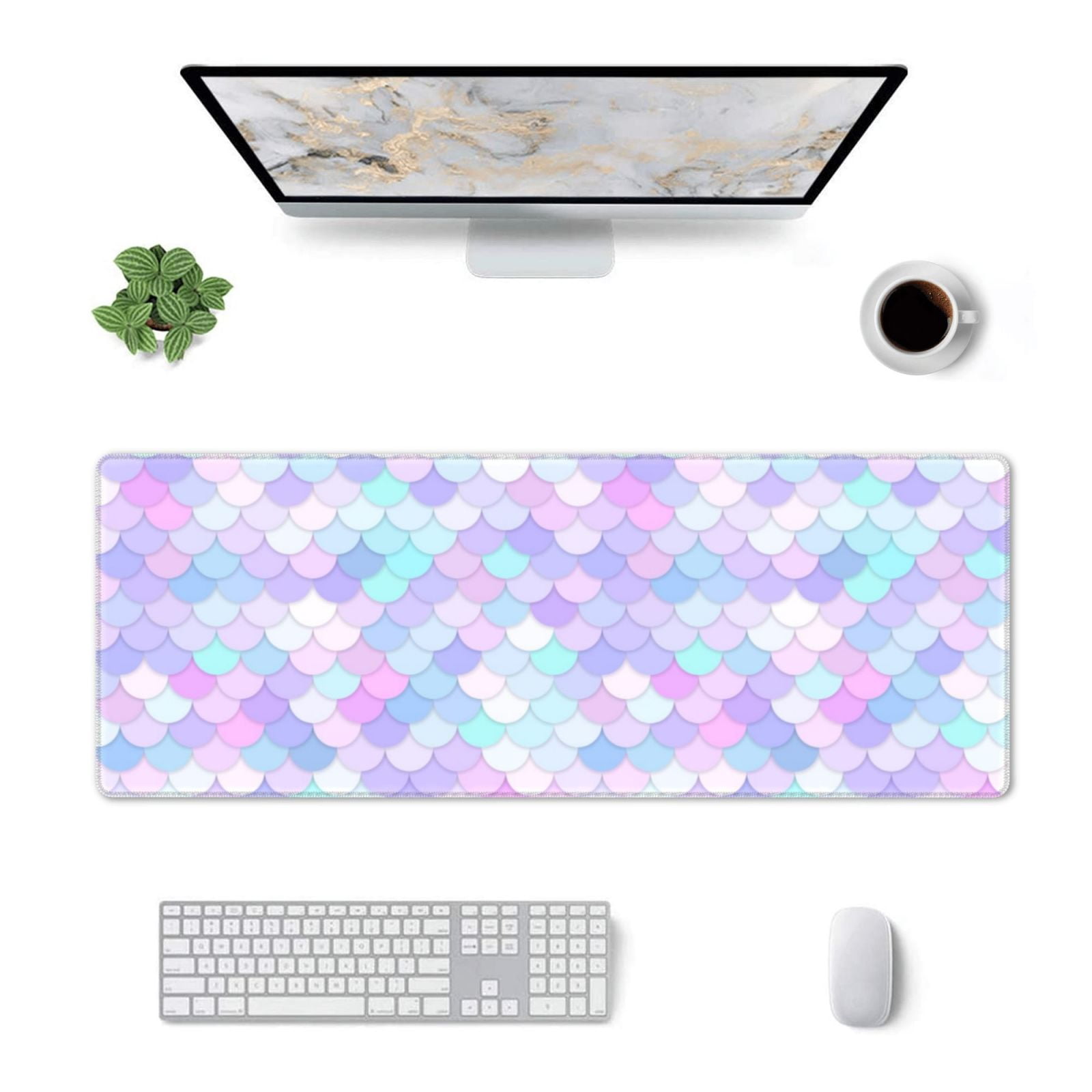 Qekee Rainbow Scales Print Mouse Pad,Desk Pad Protector,Office Desk Mat ...