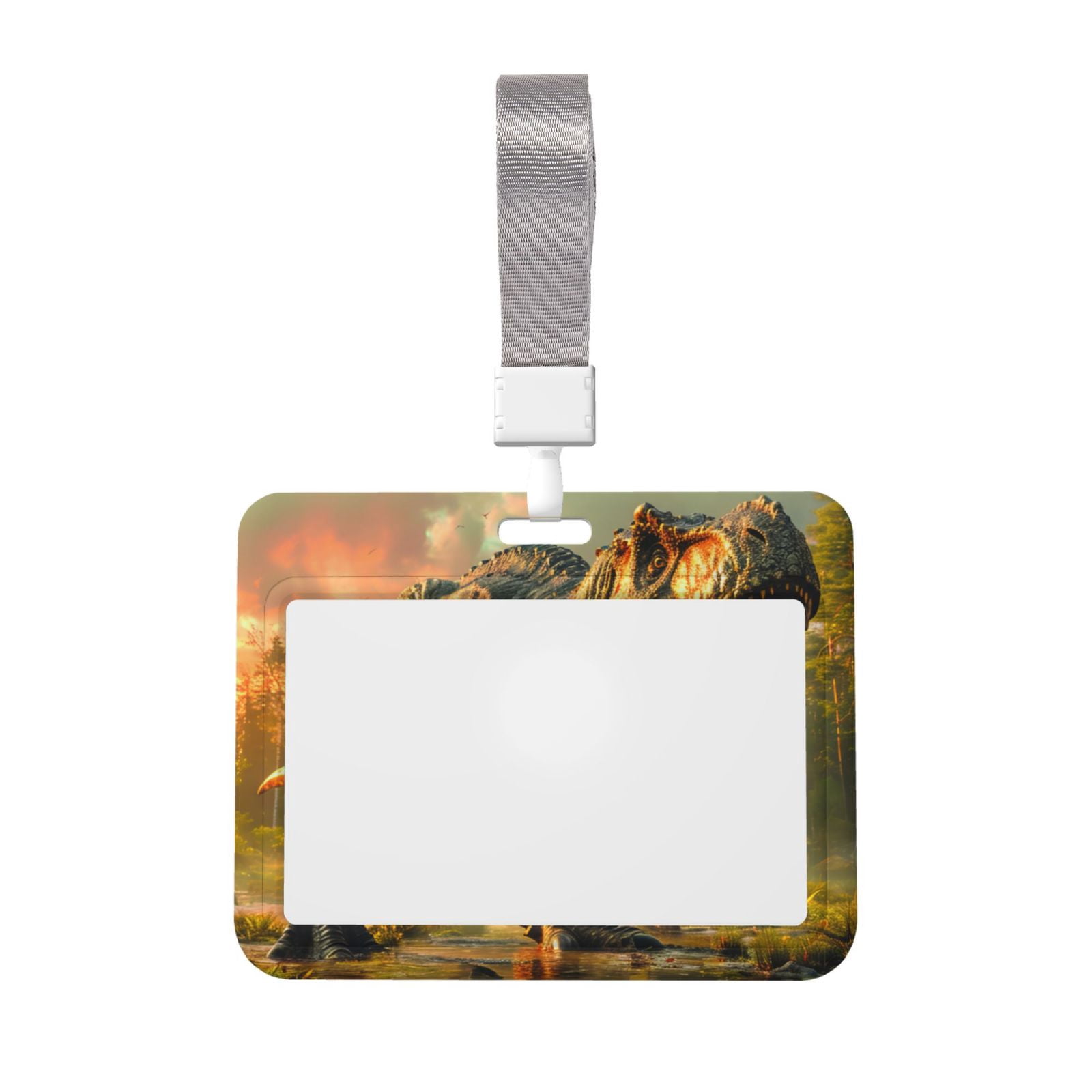 Qekee Realistic Style Forest Dinosaur Print Card Badge Holder,Clear ...