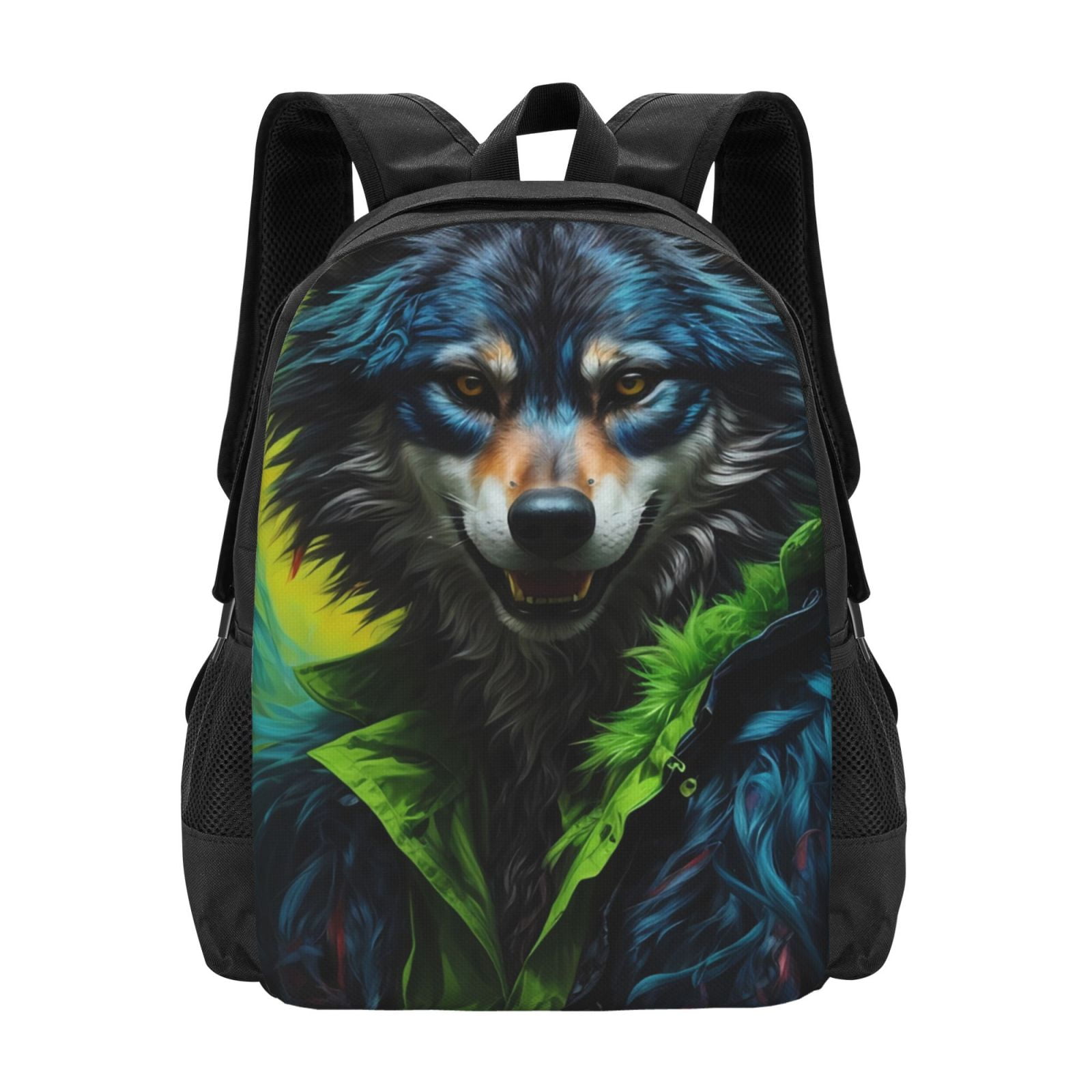 Qekee Realistic Style Wolf Warrior for Travel Laptop Backpack for womem ...