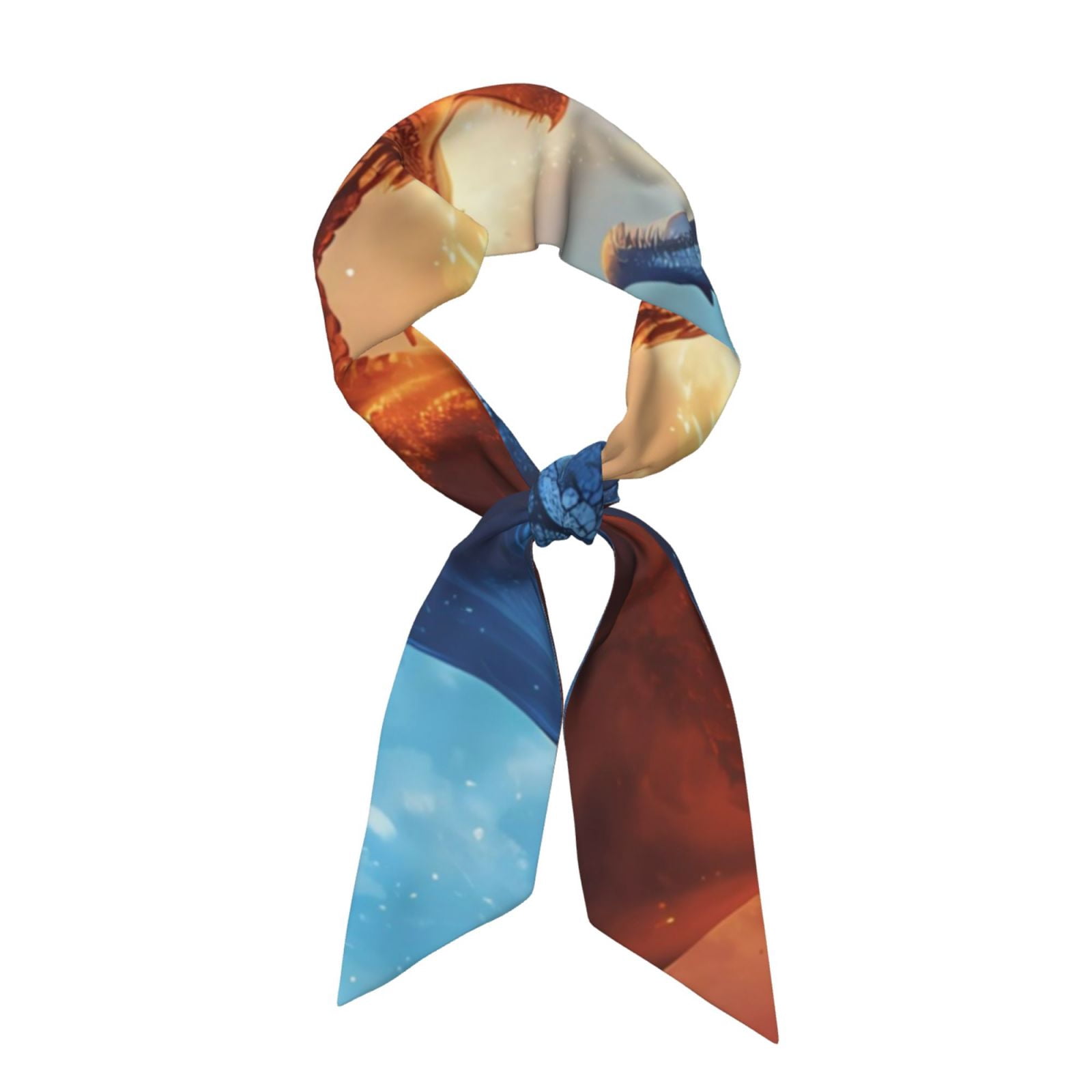 Qekee Red And Blue Fire Dragon A for Silk Feeling Scarf Medium Square ...
