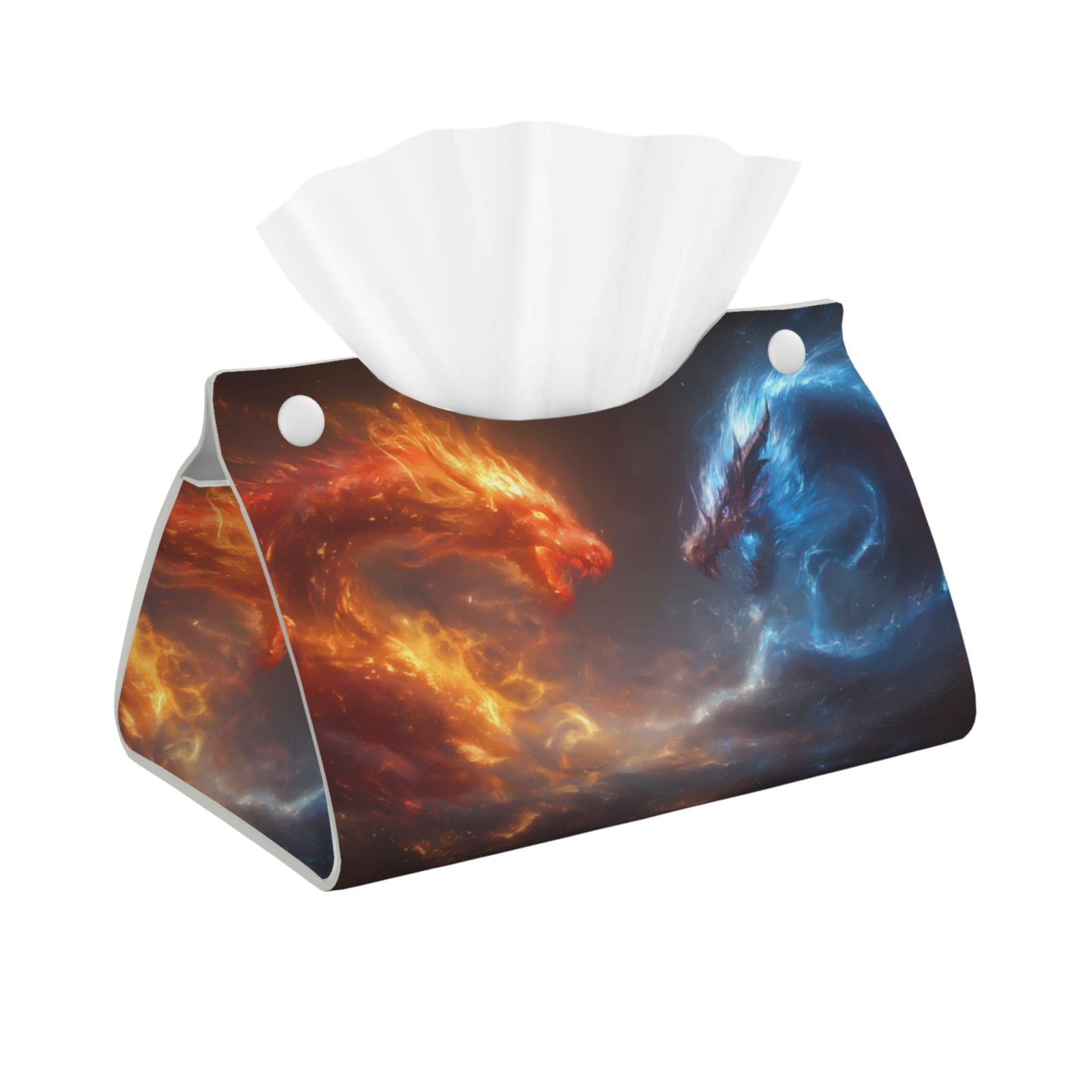 Qekee Red And Blue Fire Dragon D Print Long Tissue Box Cover, Tissue ...