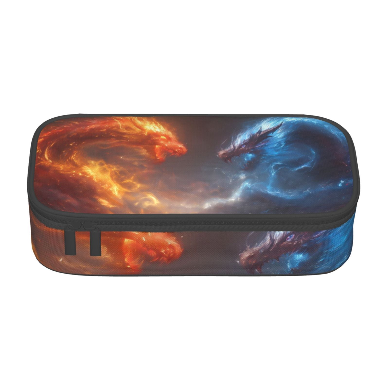 Qekee Red And Blue Fire Dragon D print Large Pencil Case, Aesthetic Pen ...