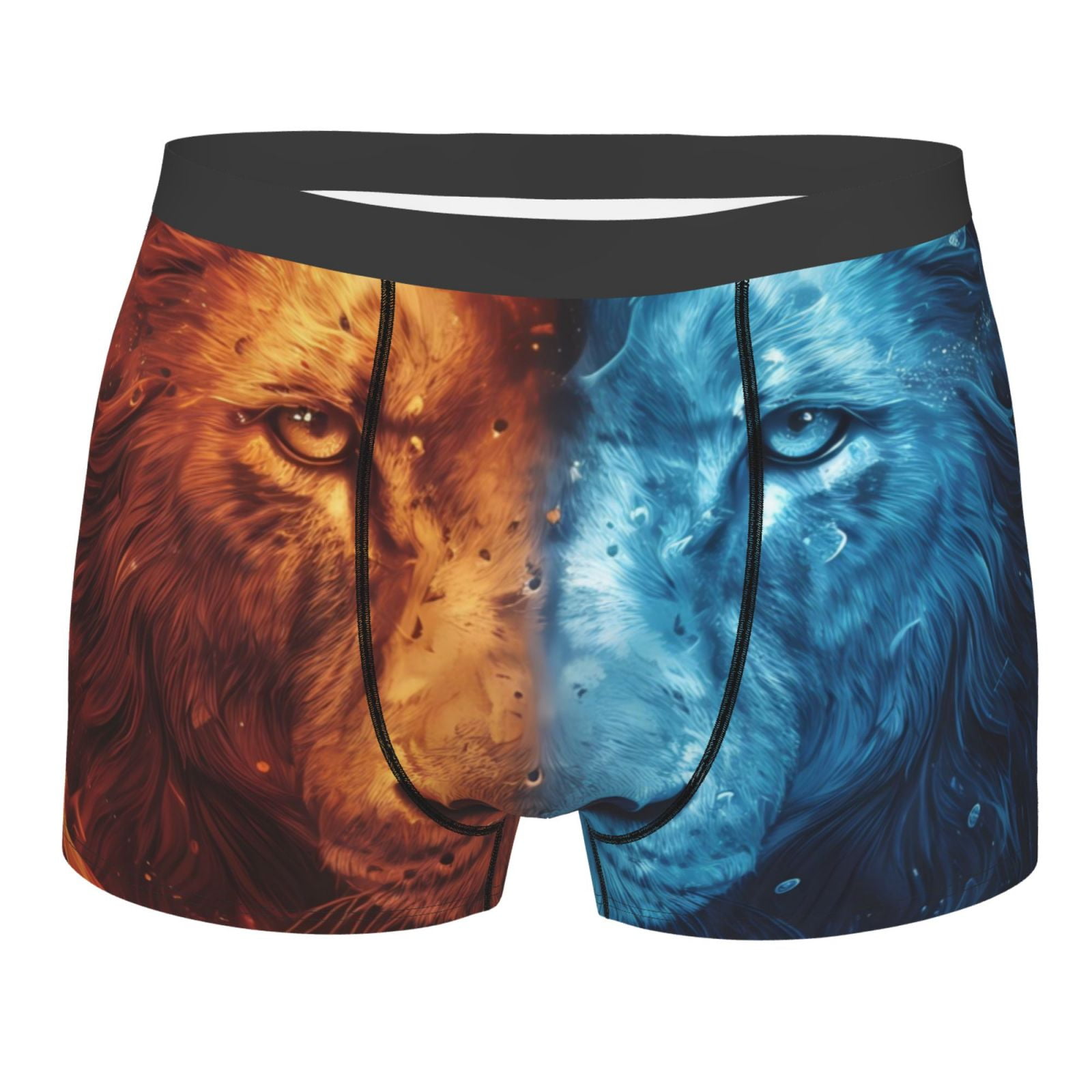 Qekee Red And Blue Fire Lion for Men's Underwear Boxer Briefs Pack ...