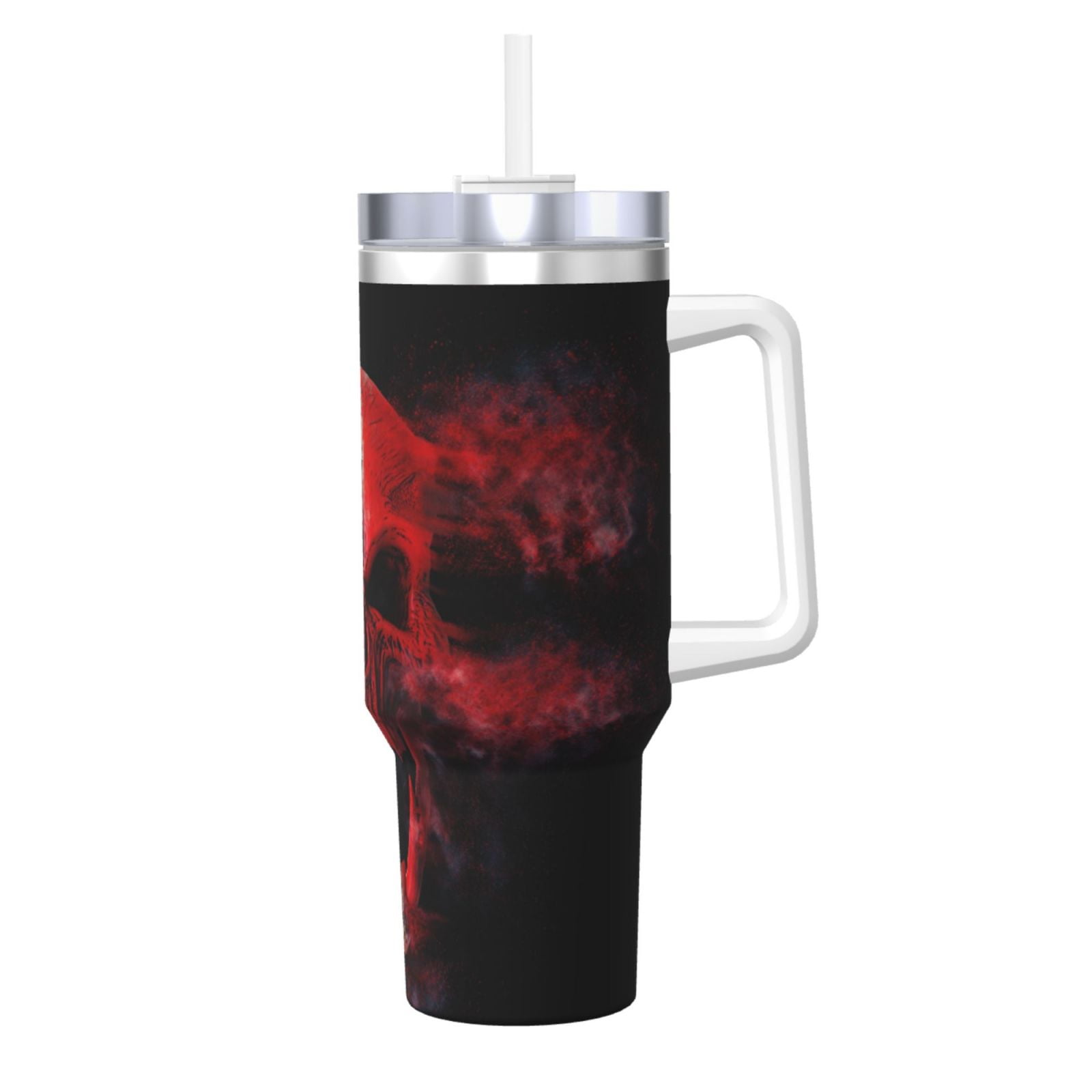 Qekee Red And White Screaming Demon Skull Print 40 OZ Large Capacity ...