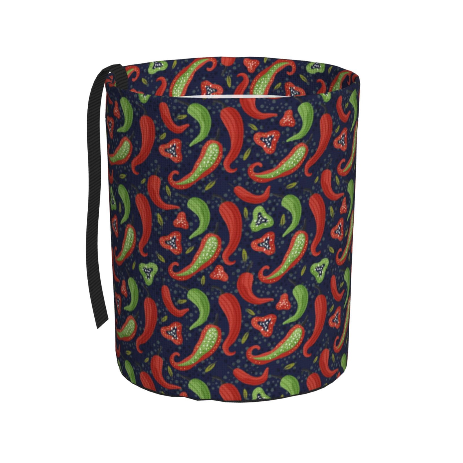 Qekee Red Chili Print Automotive Waterproof Portable Collapsible Trash ...
