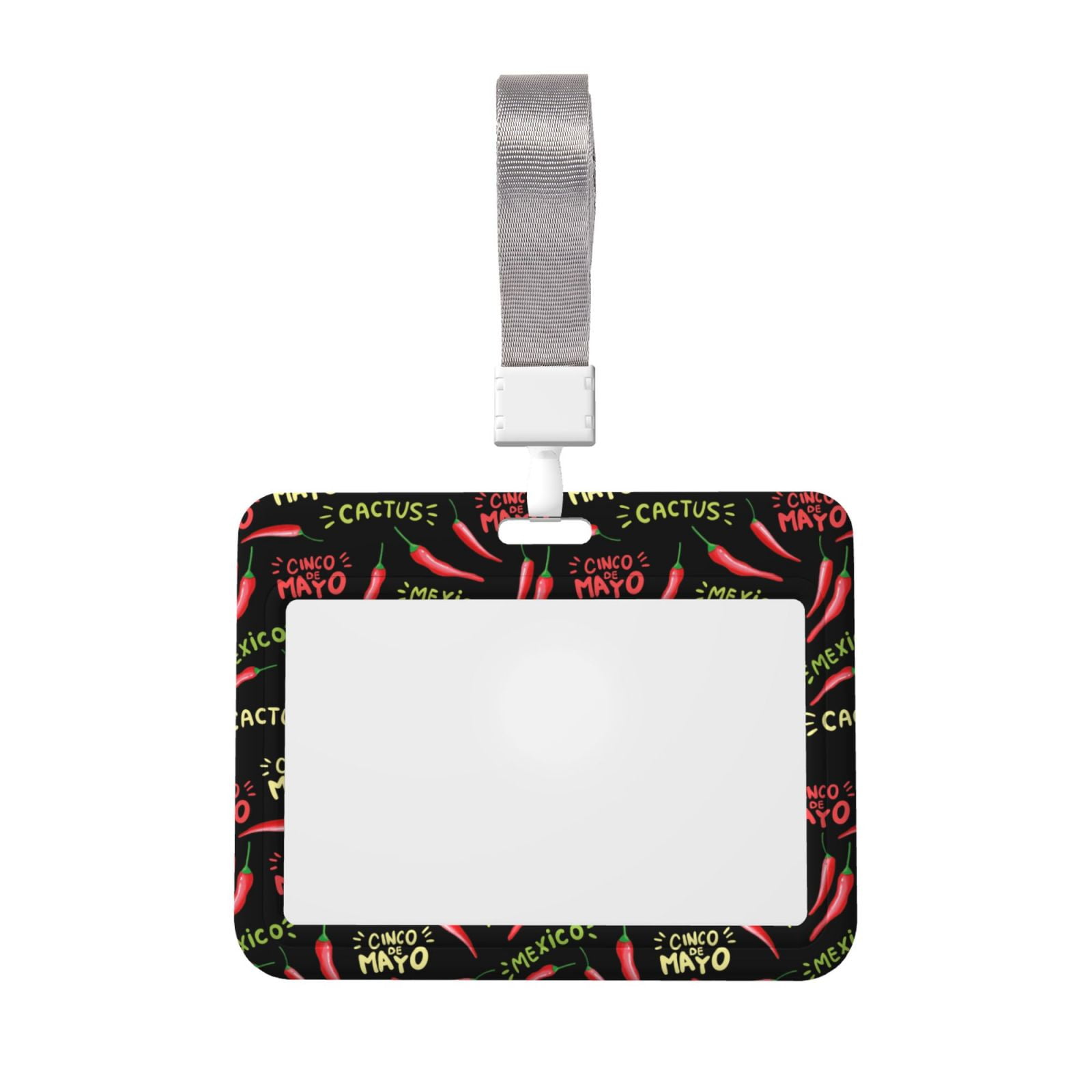 Qekee Red Chili Print Card Badge Holder,Clear Name Tag ID Card ...