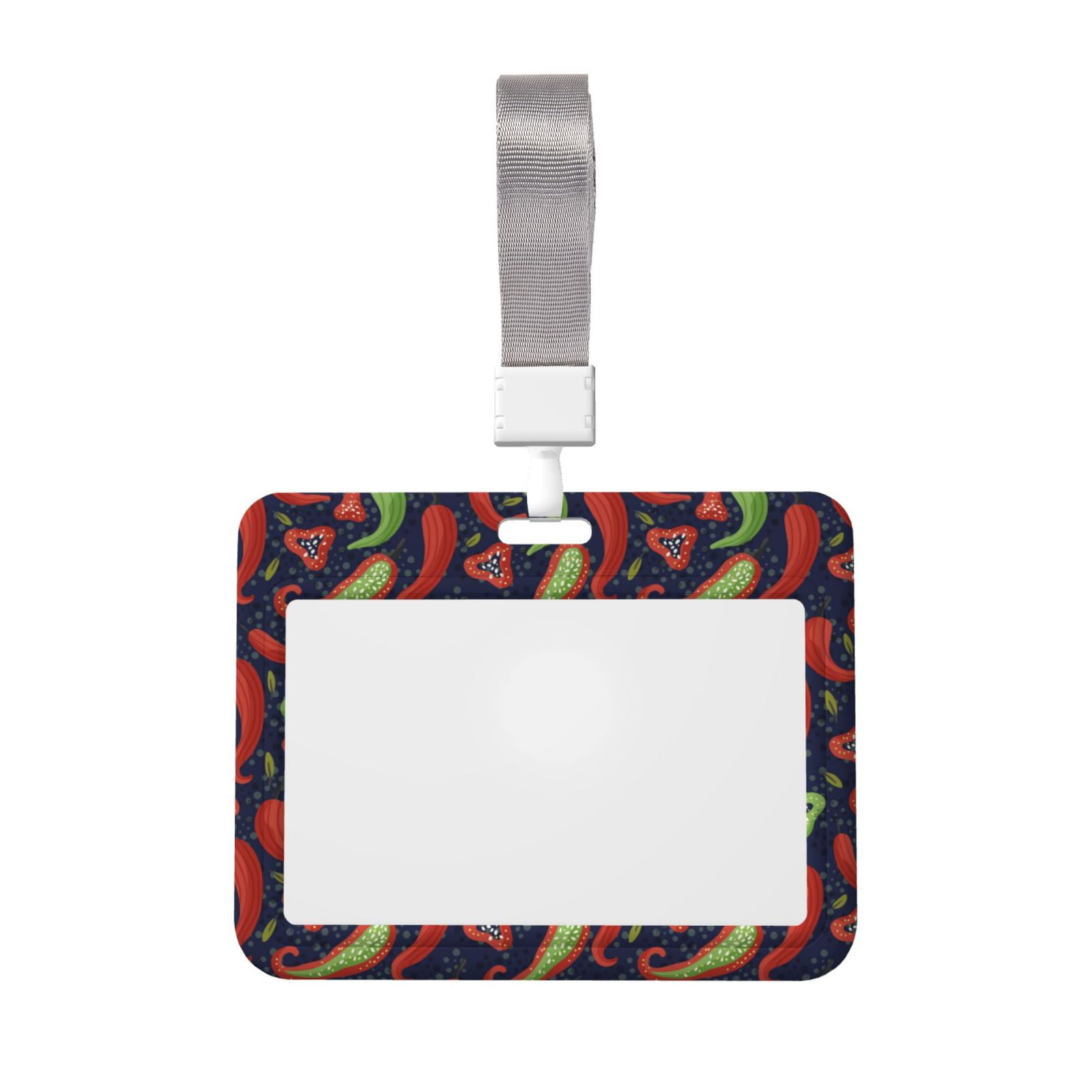 Qekee Red Chili Print Card Badge Holder,Clear Name Tag ID Card ...