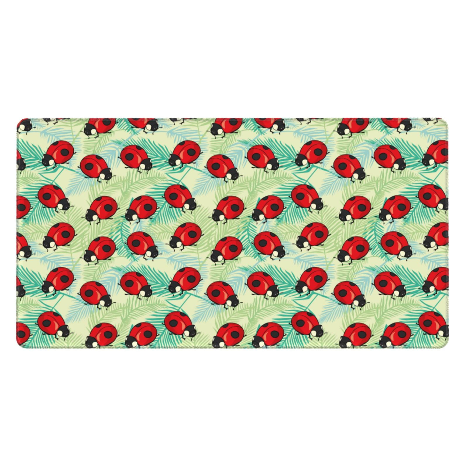 Qekee Red Ladybugs And Leaf Print Desk Pad Protector,Mouse Pad,Office ...
