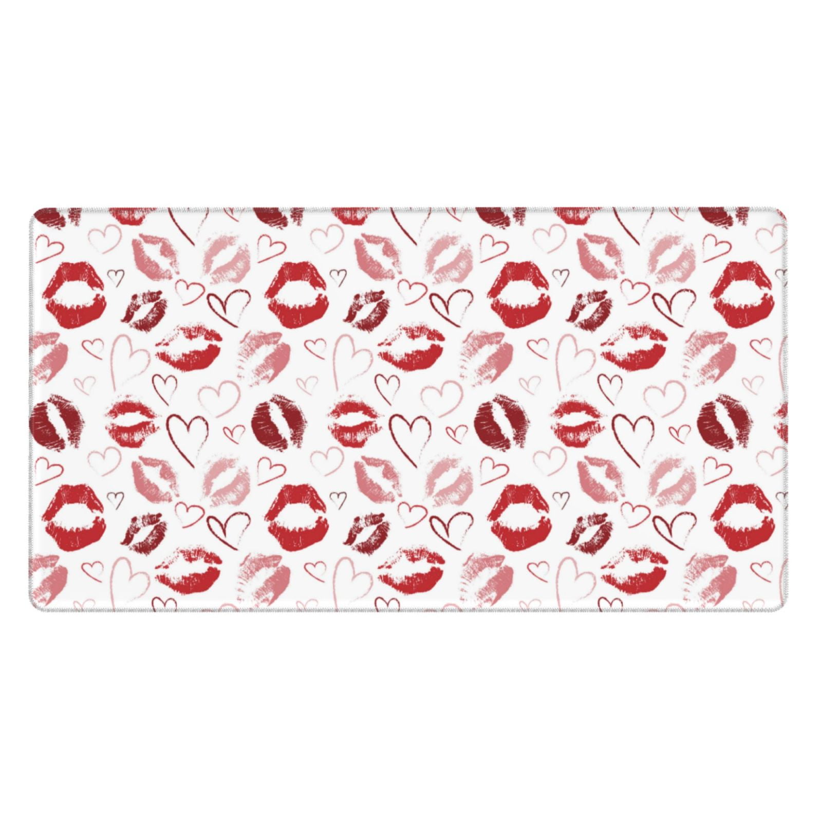 Qekee Red Lips Print Desk Pad Protector,Mouse Pad,Office Desk Mat,Desk ...