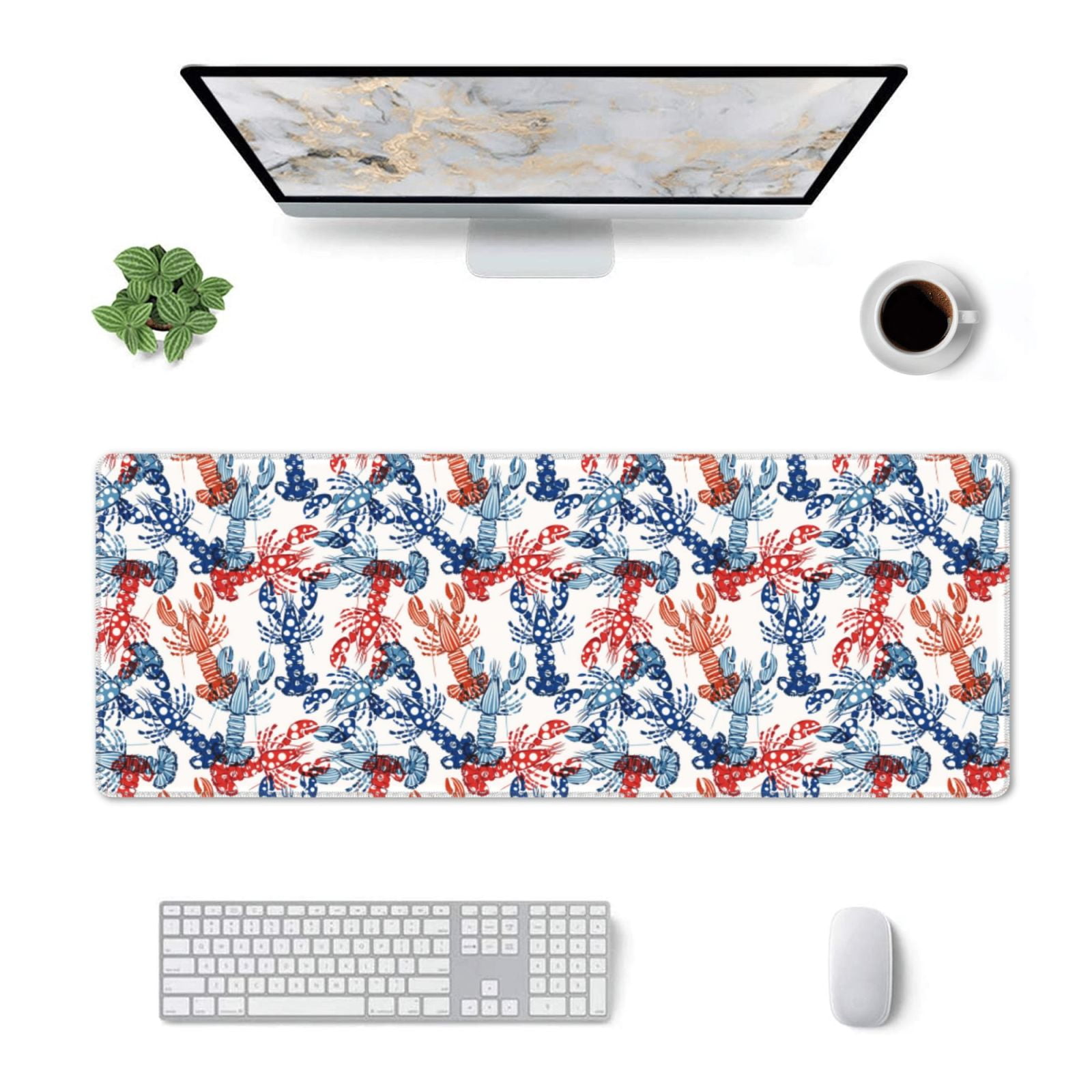 Qekee Red Lobster Print Mouse Pad,Desk Pad Protector,Office Desk Mat ...