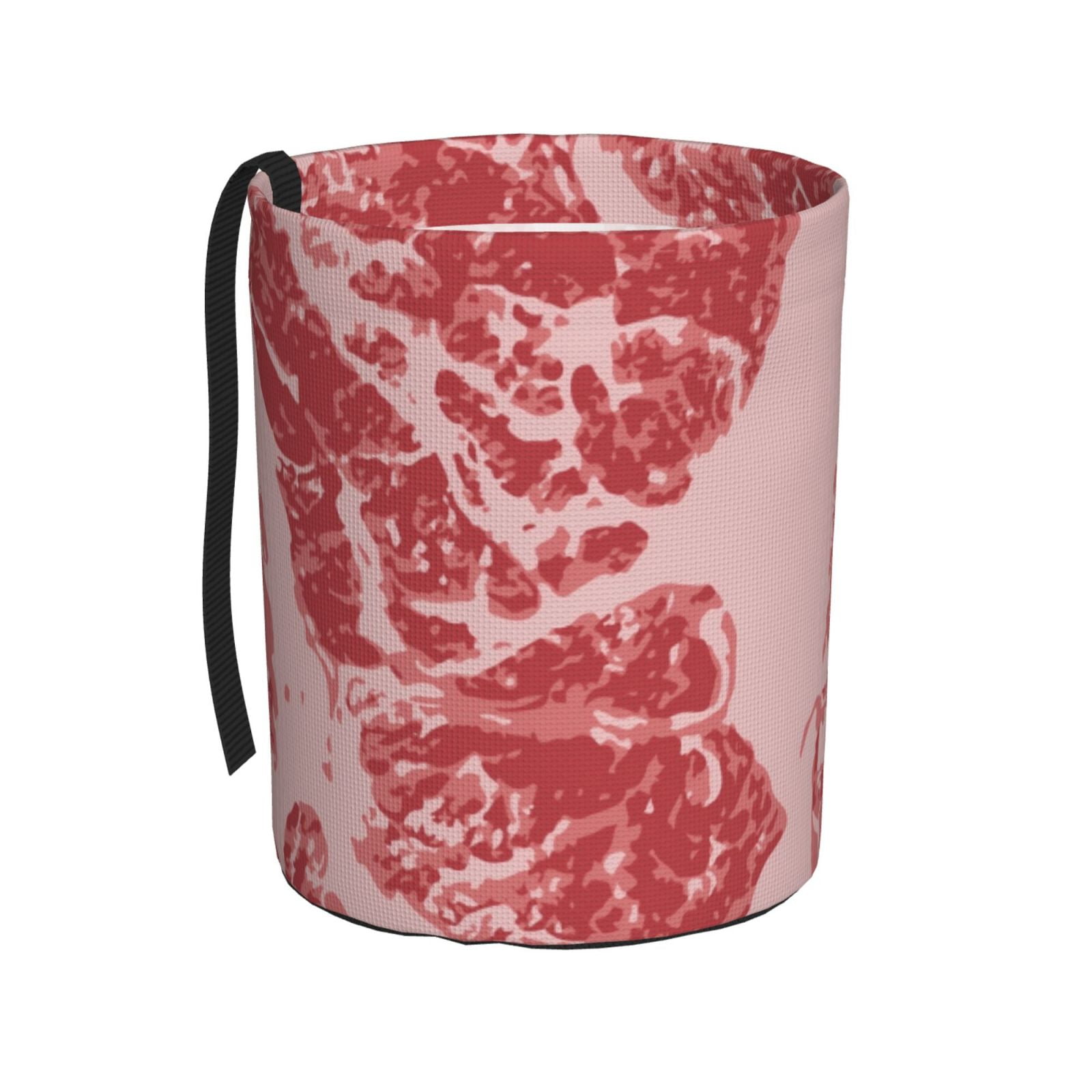 Qekee Red Meat Print Automotive Waterproof Portable Collapsible Trash ...