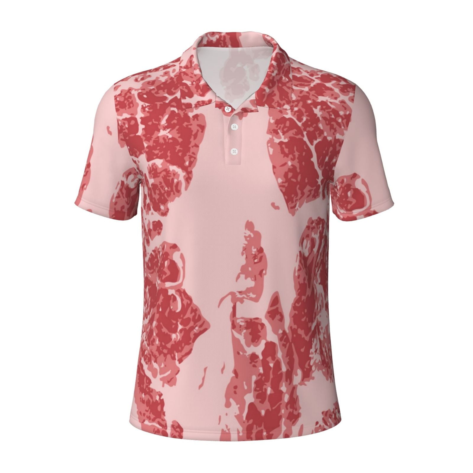 Qekee Red Meat for Mens Polo Shirts Casual Short Sleeve Button Down ...