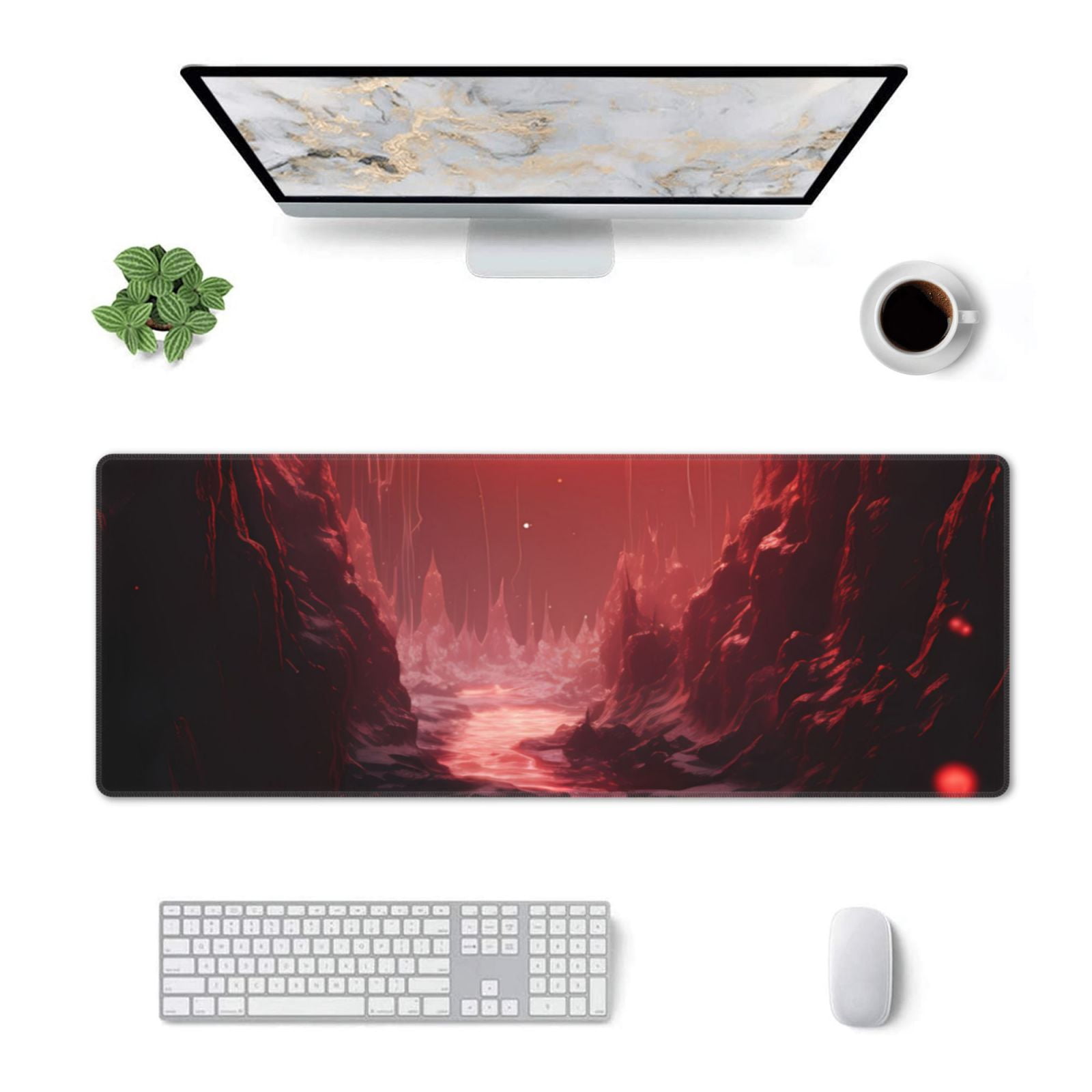 Qekee Red Moon Lava Print Mouse Pad,Desk Pad Protector,Office Desk Mat ...