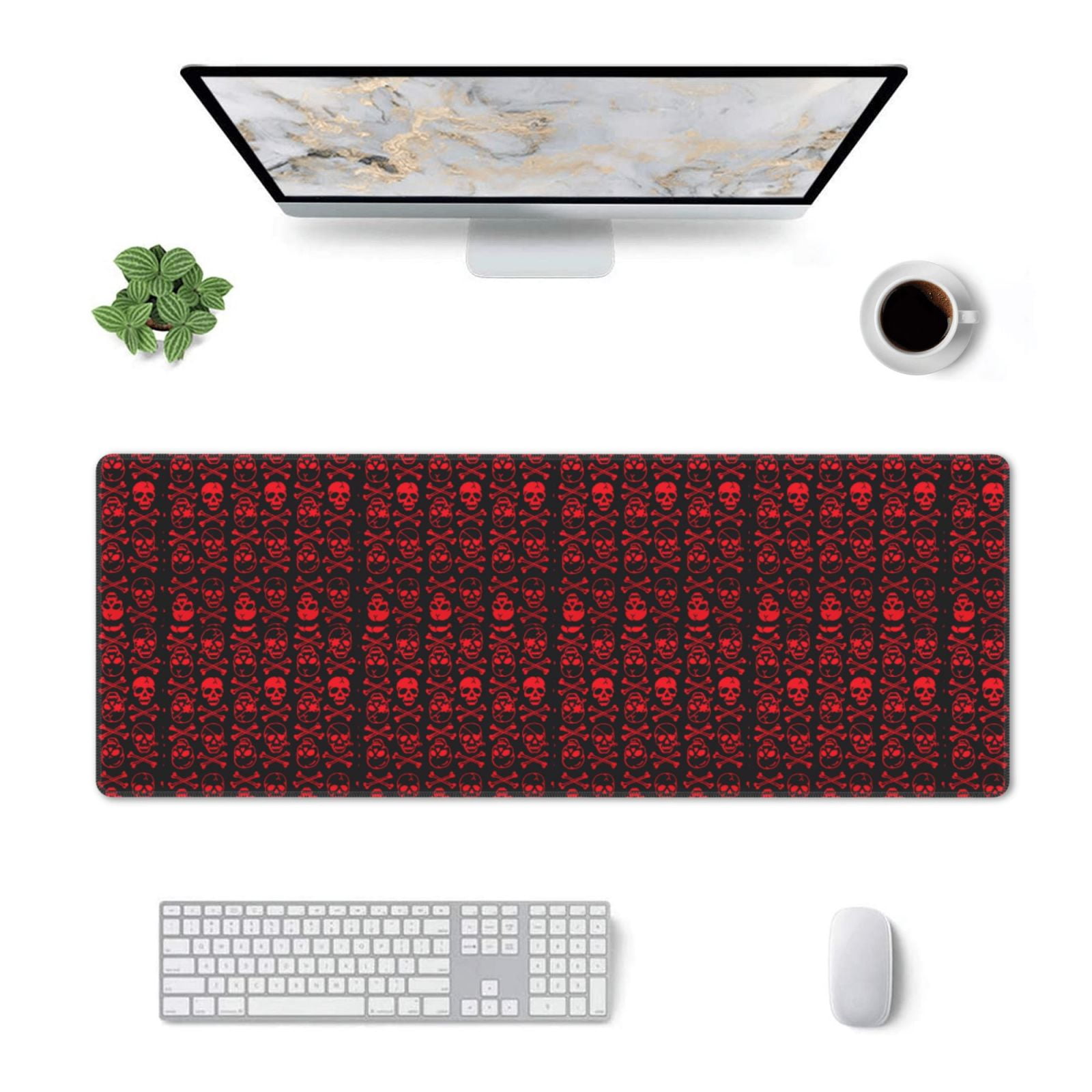 Qekee Red Skulls With Crossbones Print Mouse Pad,Desk Pad Protector ...