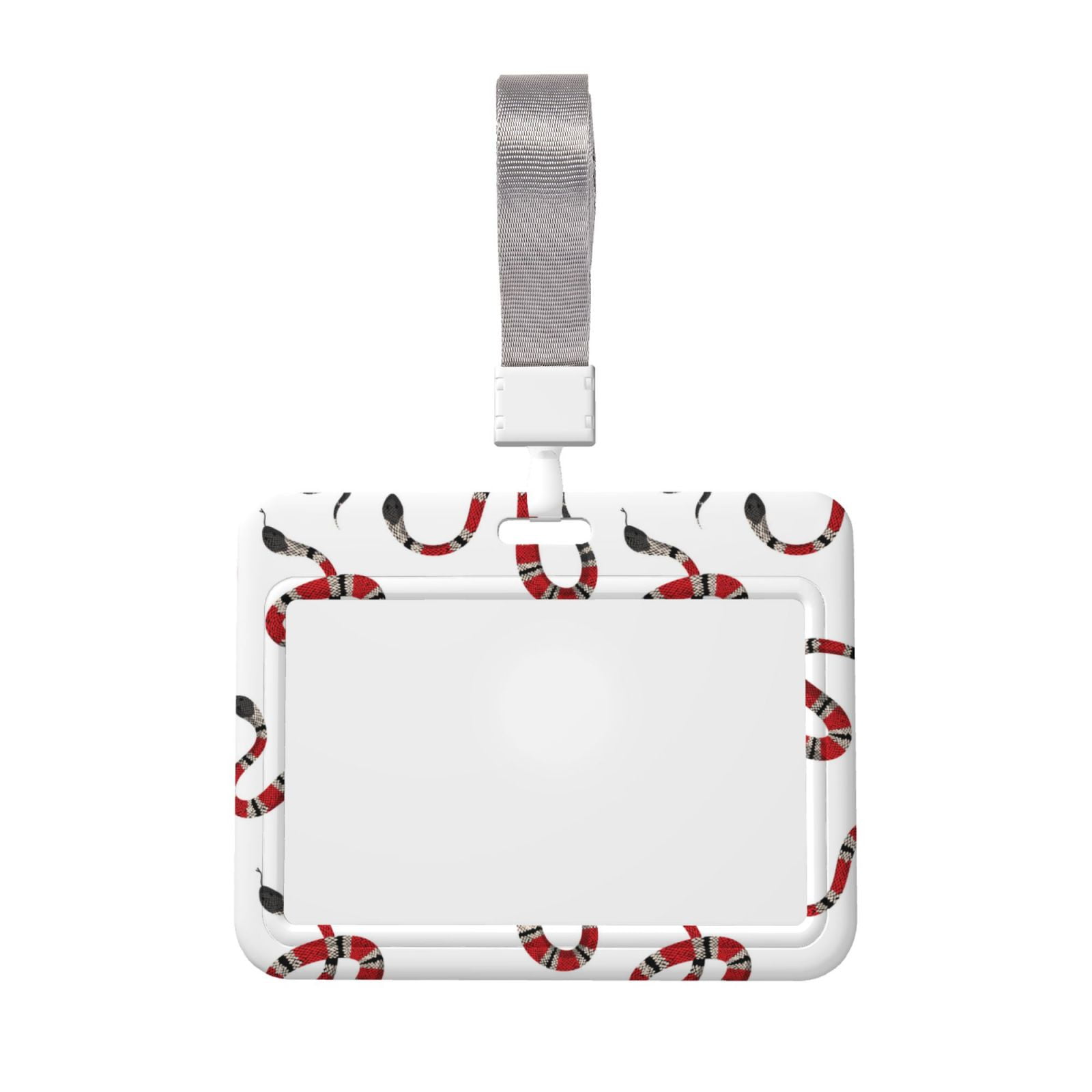 Qekee Red Snake Print Card Badge Holder,Clear Name Tag ID Card ...