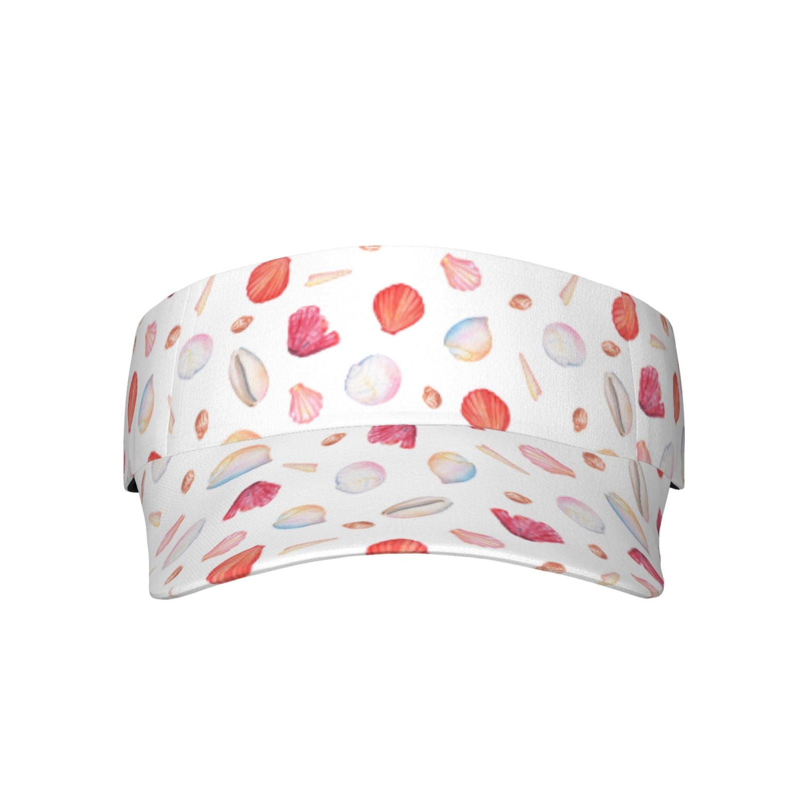 Qekee Red coral and scallop seashell Adult Sun Protection Cap, Sun Hat ...