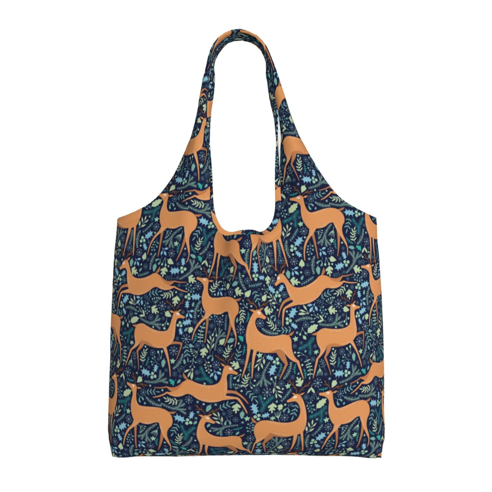 Qekee Reindeer for Canvas Aesthetic Tote Bag for Women Beach Bag ...