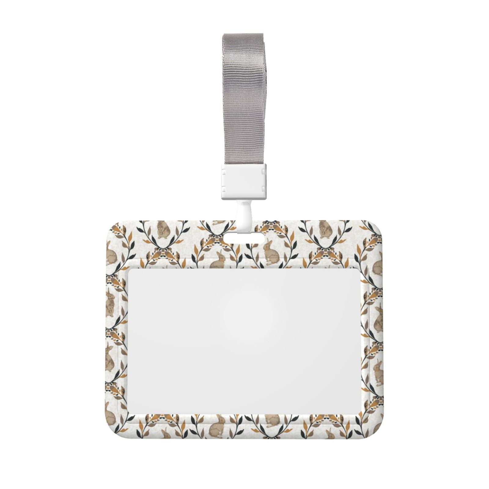 Qekee Retro Bunny Print Card Badge Holder,Clear Name Tag ID Card ...