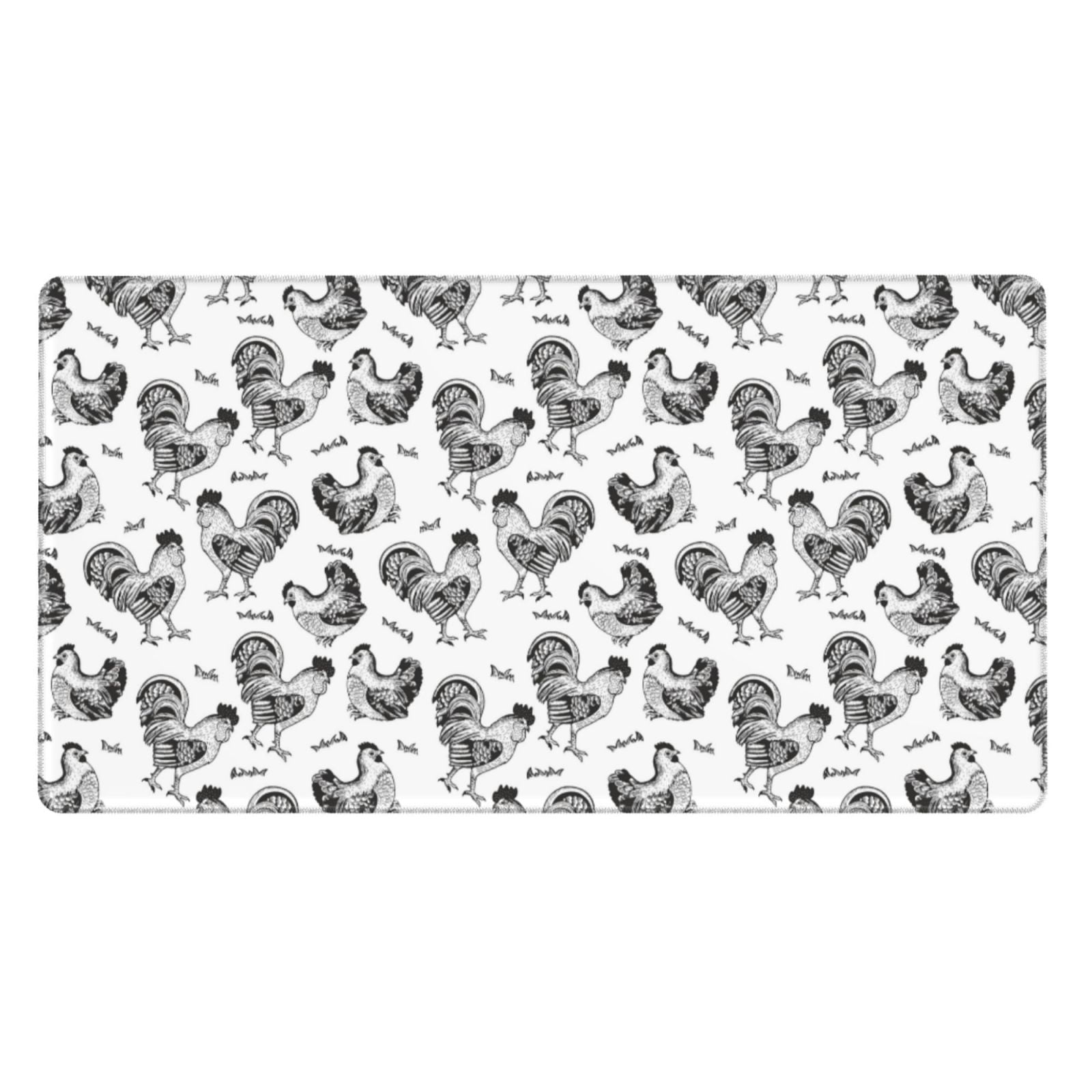 Qekee Retro Rooster Print Desk Pad Protector,Mouse Pad,Office Desk Mat ...