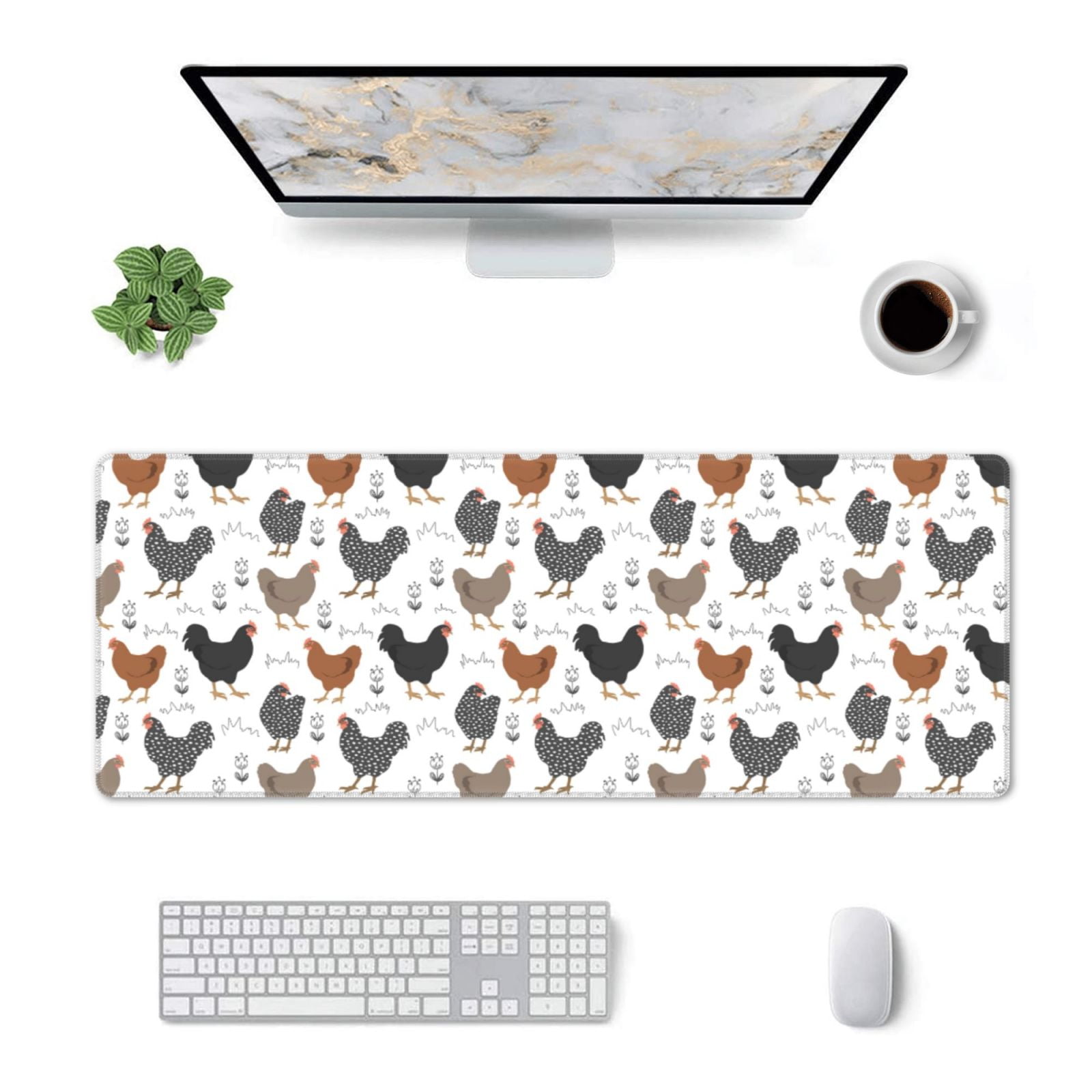 Qekee Retro Rooster Print Mouse Pad,Desk Pad Protector,Office Desk Mat ...