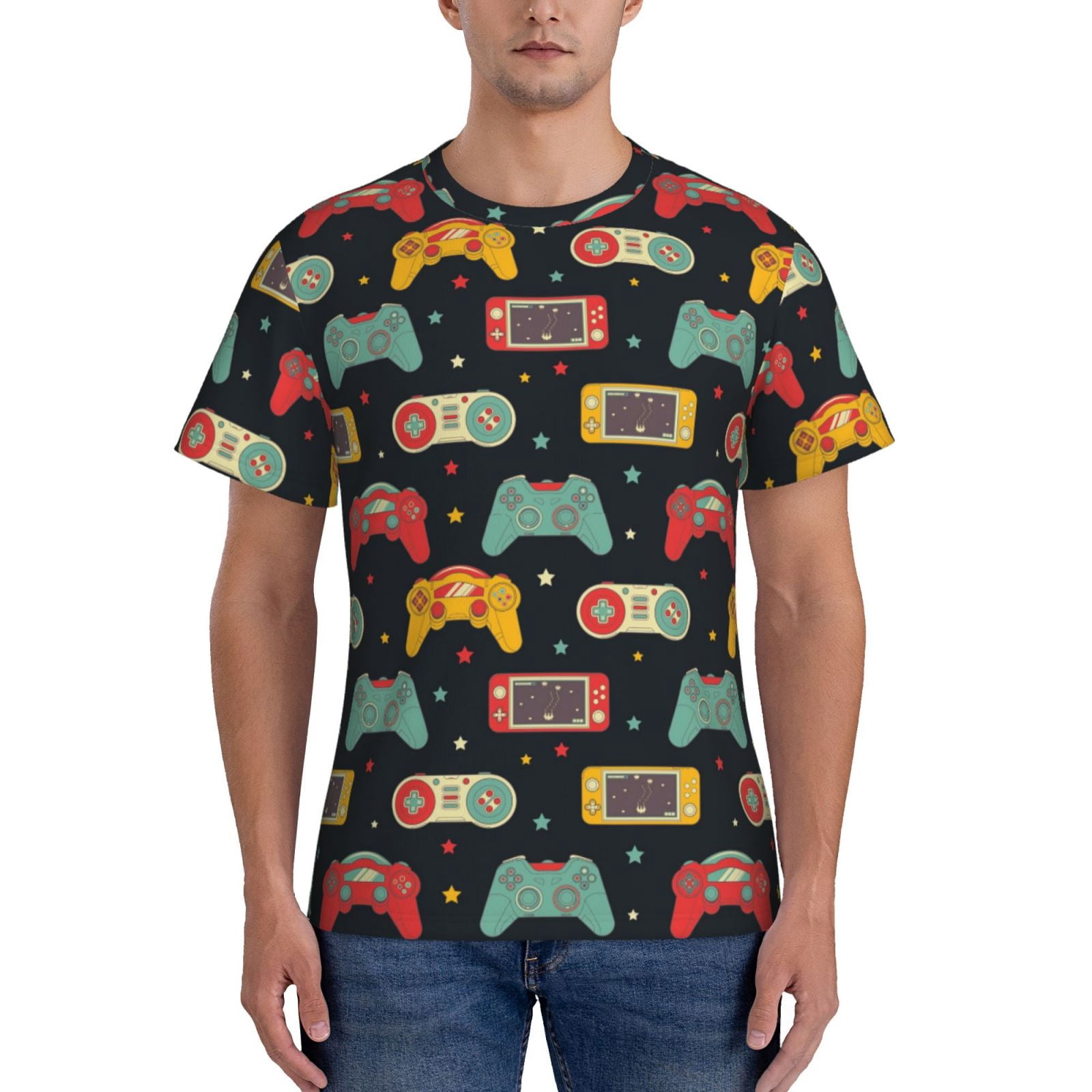 Qekee Retro Video Game Classic Fit T-Shirt Men's Shirt Men's Tight ...
