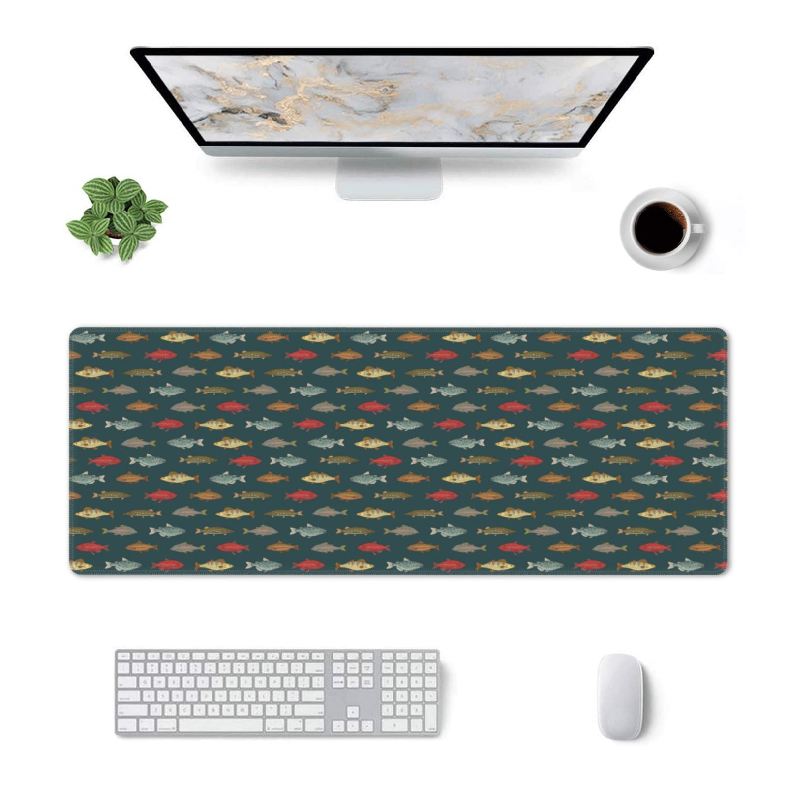 Qekee River Freshwater Fish Print Mouse Pad,Desk Pad Protector,Office ...