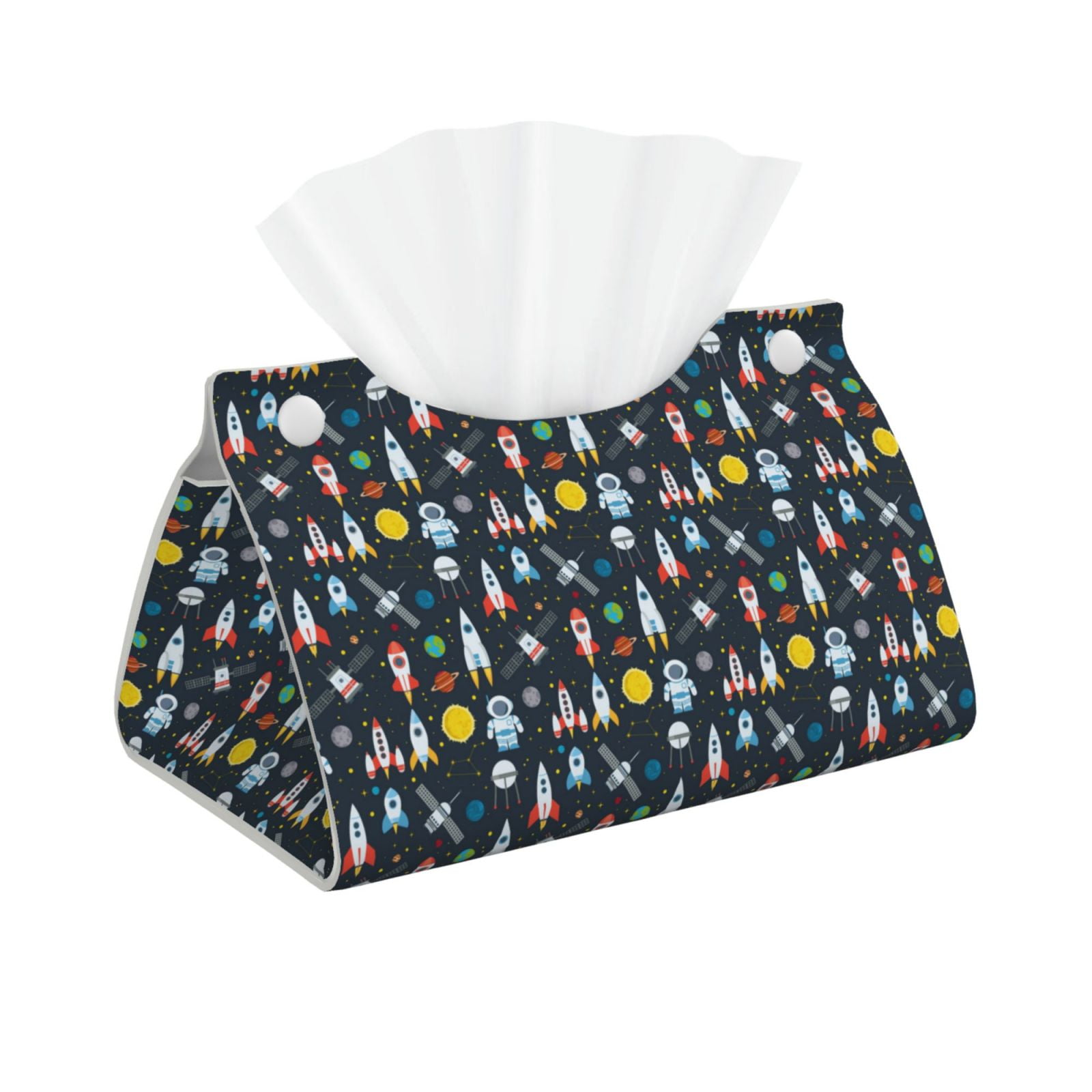 Qekee Rocket Space Print Long Tissue Box Cover, Tissue Holder, PVC ...