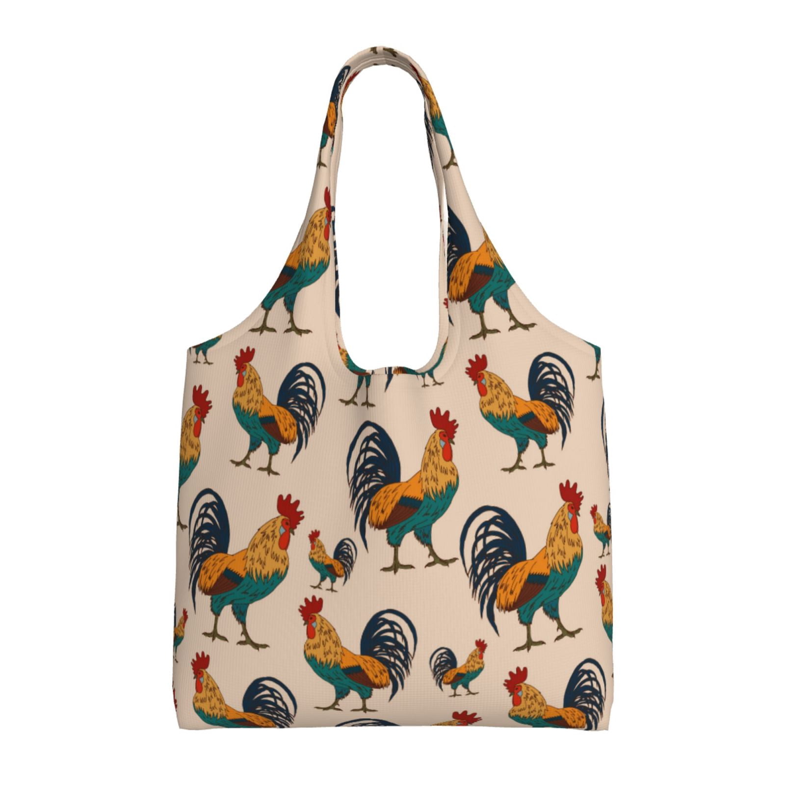 Qekee Rooster for Canvas Aesthetic Tote Bag for Women Beach Bag ...
