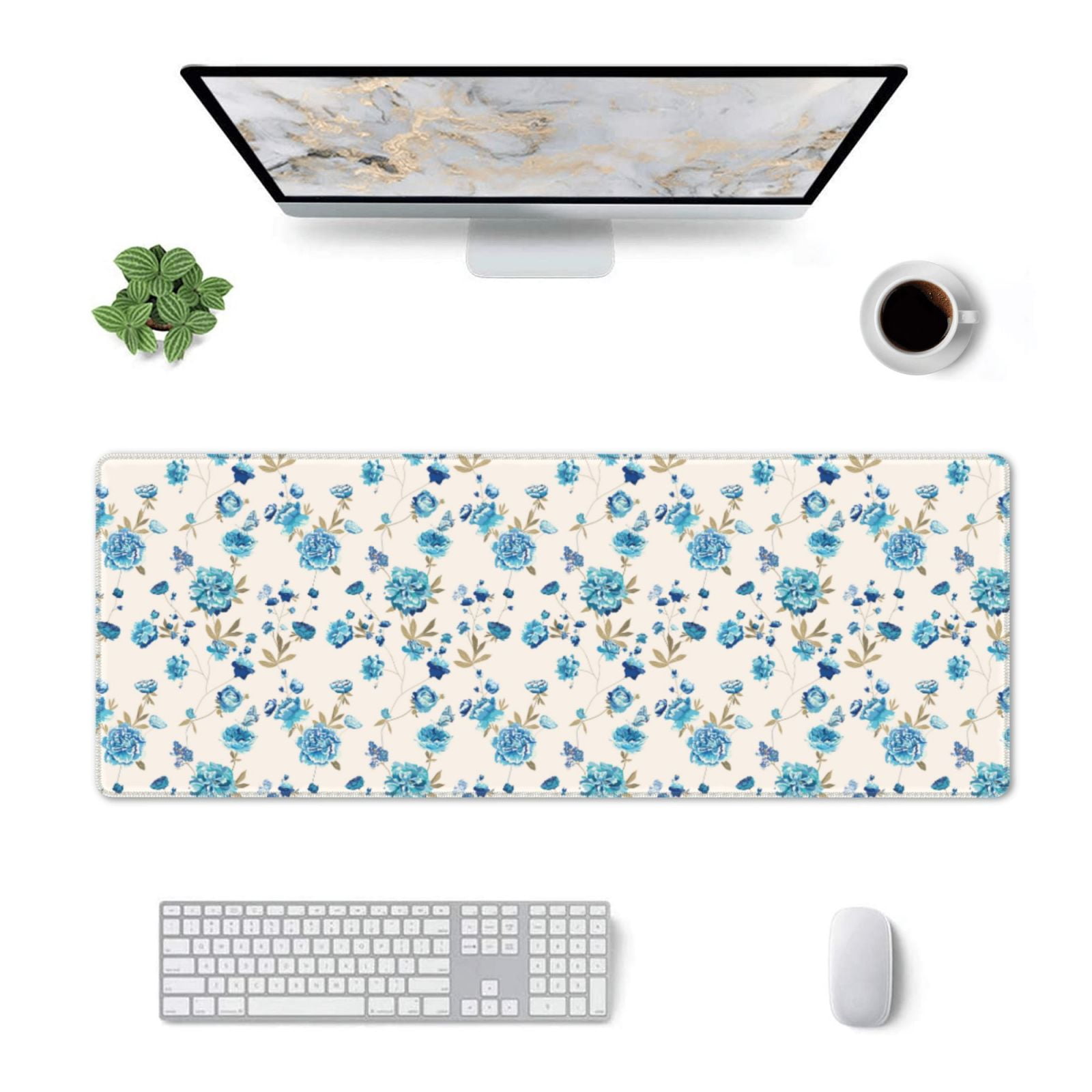 Qekee Rose Flowers Print Mouse Pad,Desk Pad Protector,Office Desk Mat ...
