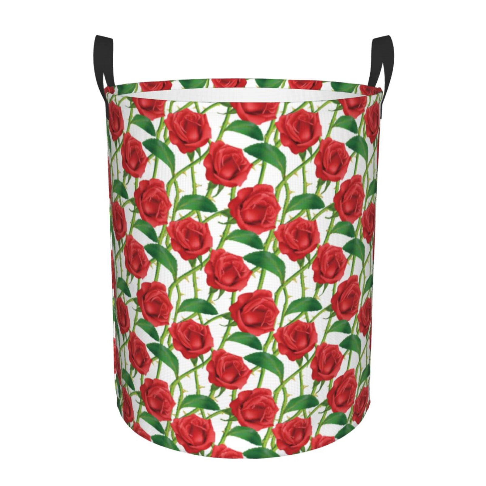 Qekee Rose Flowers print Laundry Hamper Basket, Hamper Basket for ...