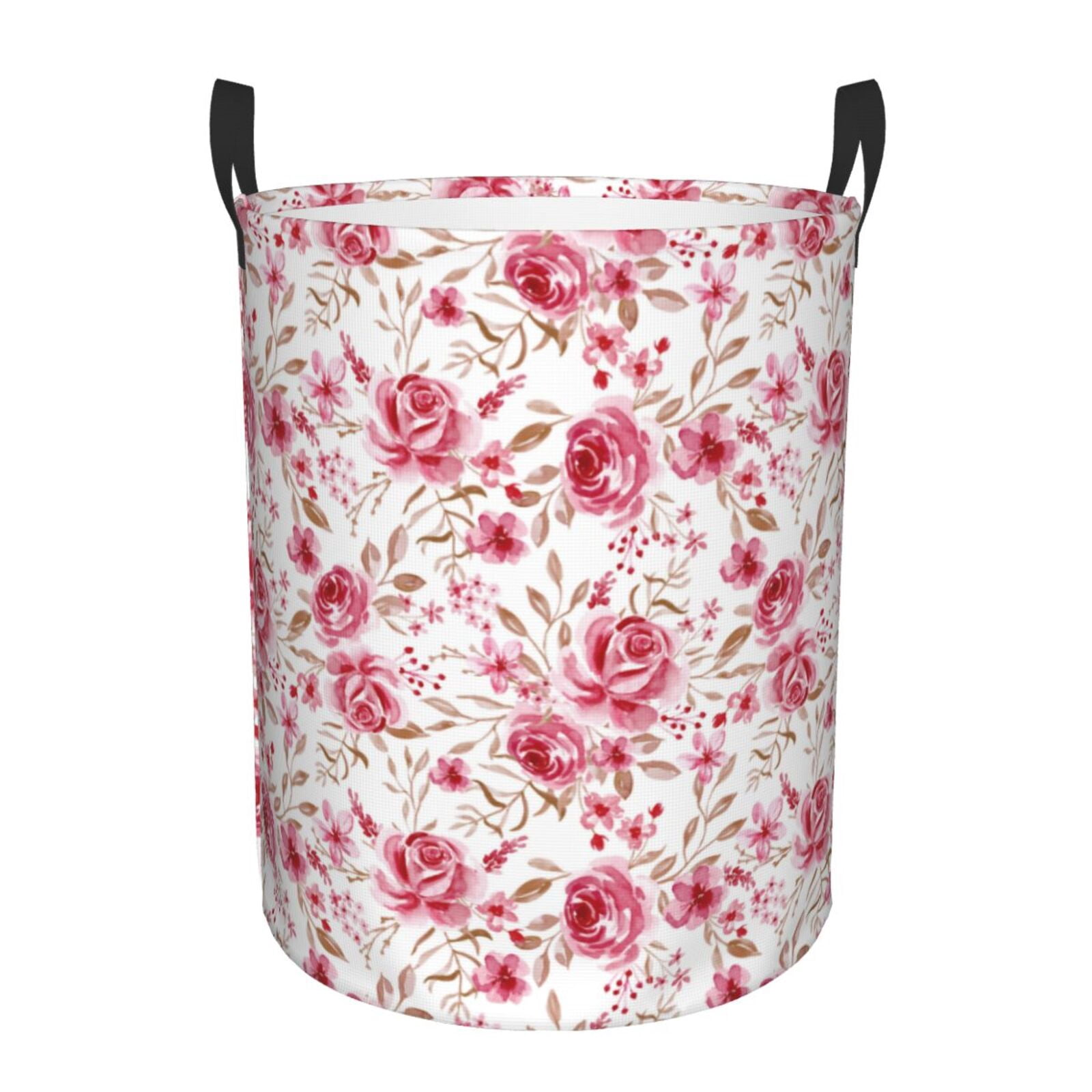 Qekee Rose Flowers print Laundry Hamper Basket, Hamper Basket for ...