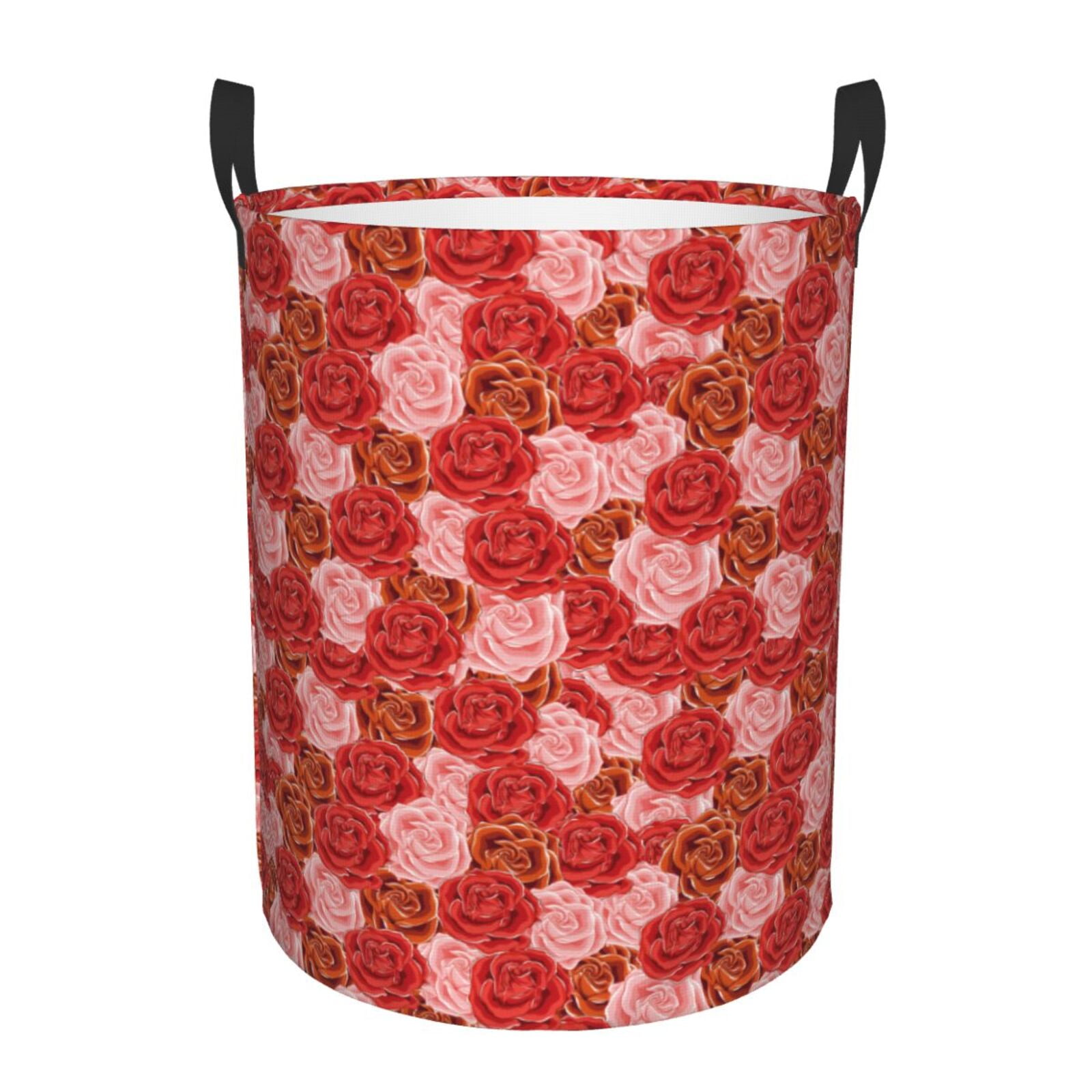 Qekee Rose Flowers print Laundry Hamper Basket, Hamper Basket for ...