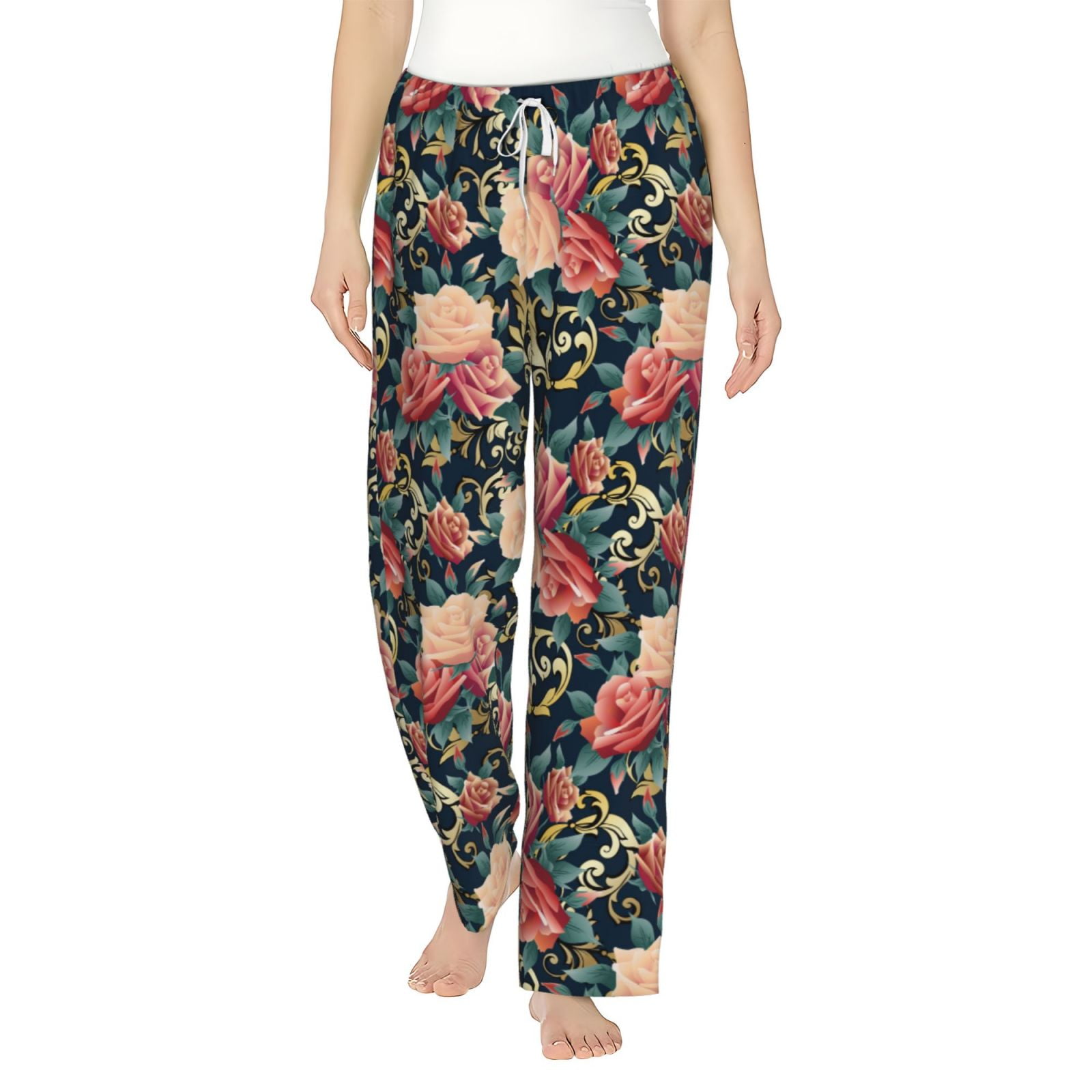 Qekee Rose Flowers print Women Pajama Pants - Walmart.com