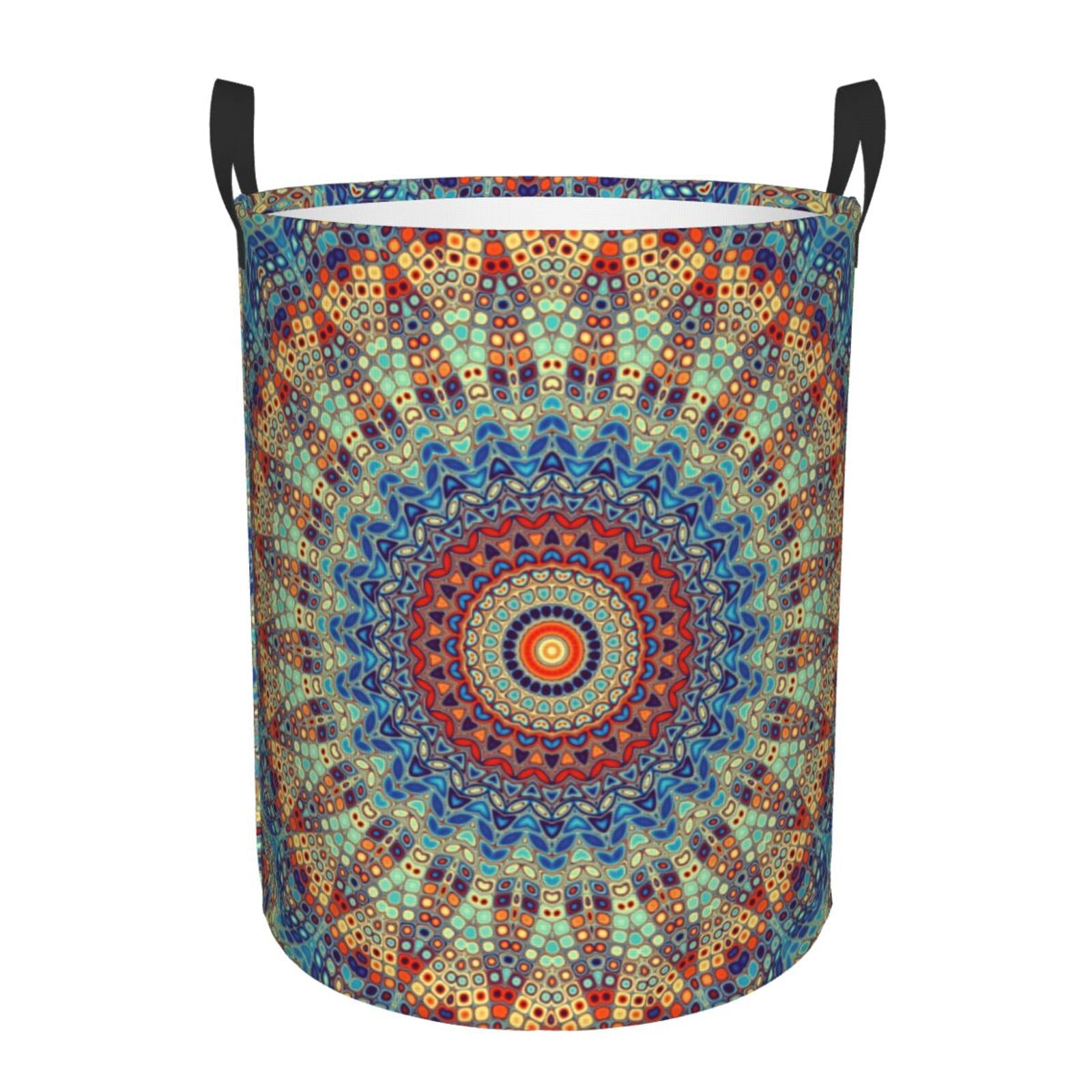 Qekee Round Mandala print Laundry Hamper Basket, Hamper Basket for ...