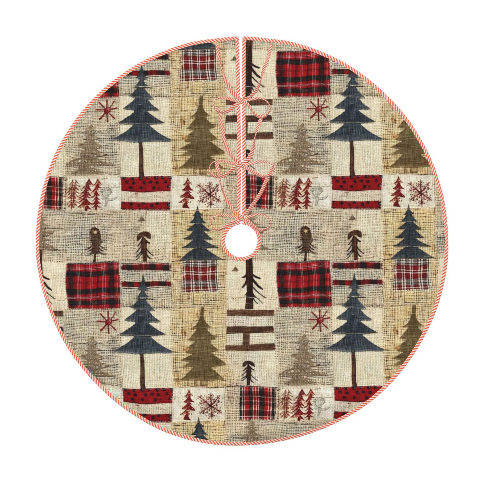 Qekee Rustic Plaid Forest Lodge print Christmas Tree Skirt , A ...