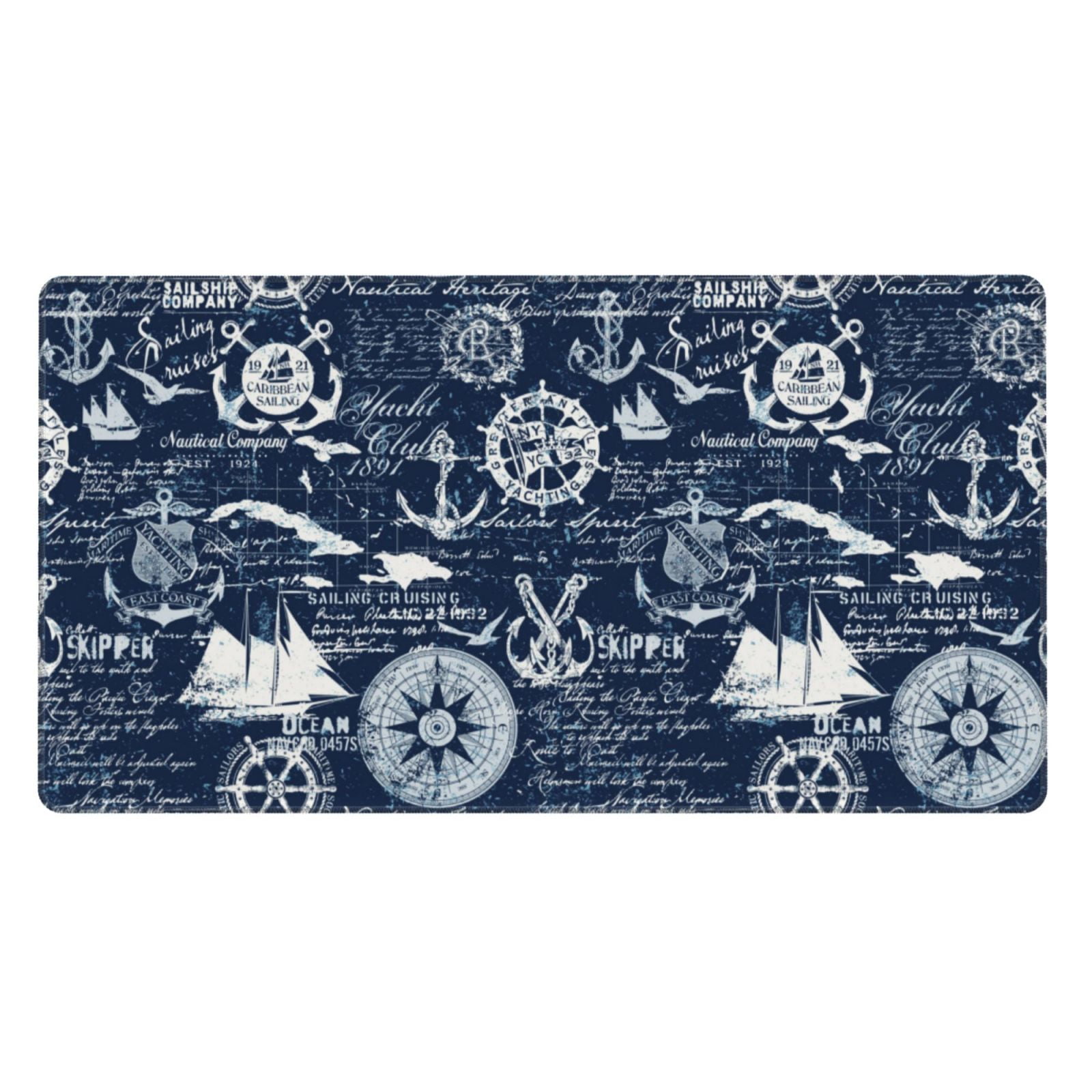 Qekee Sailing Cruises Nautical Print Desk Pad Protector,Mouse Pad ...